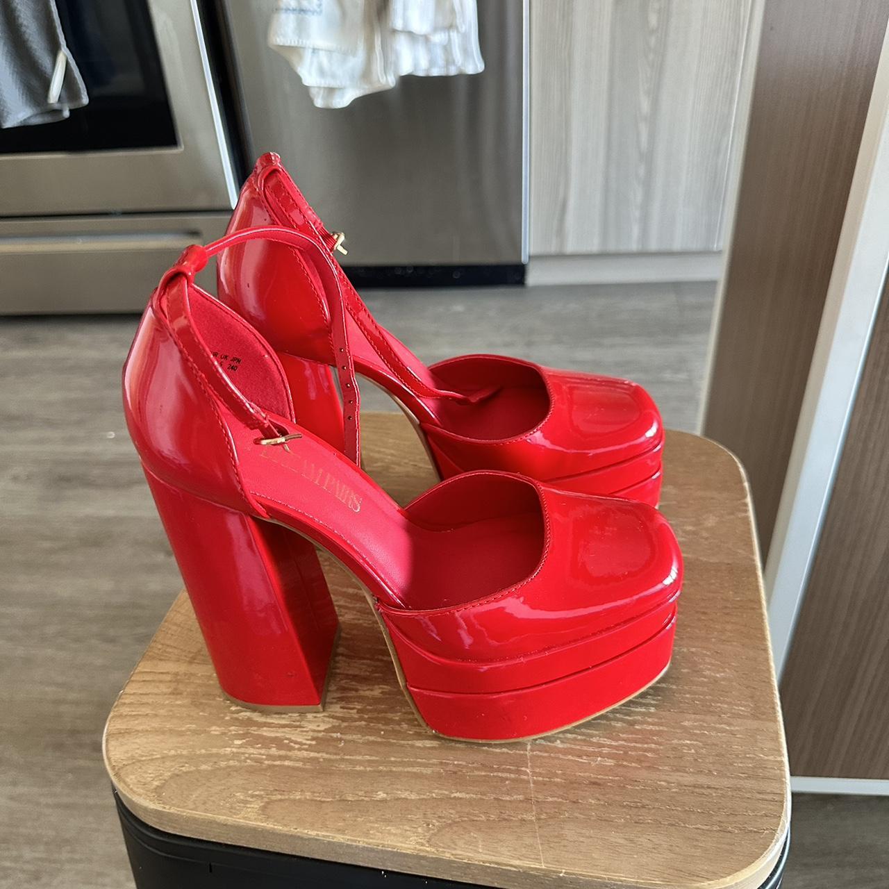 Red high heel platform sandals #partyshoes - Depop