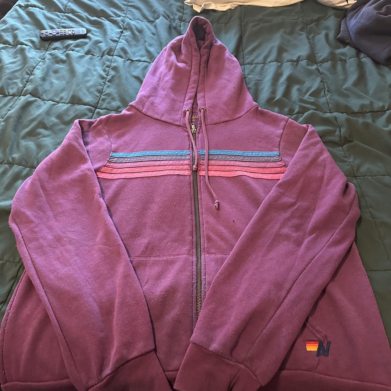 Aviator Nation Zip Hoodie in purple with pink,purple... - Depop