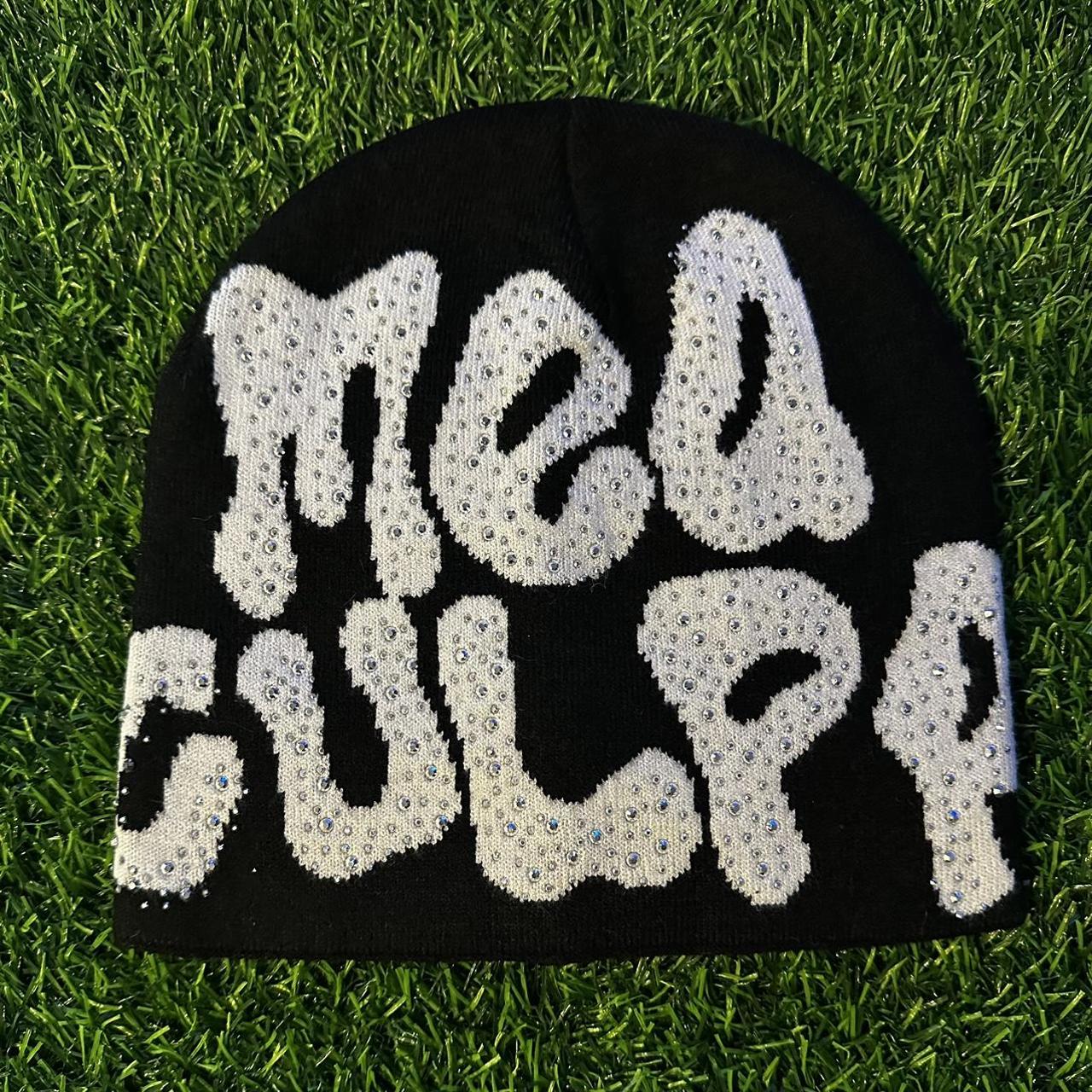 Mea culpa beanie (rhinestones) New Black & white - Depop