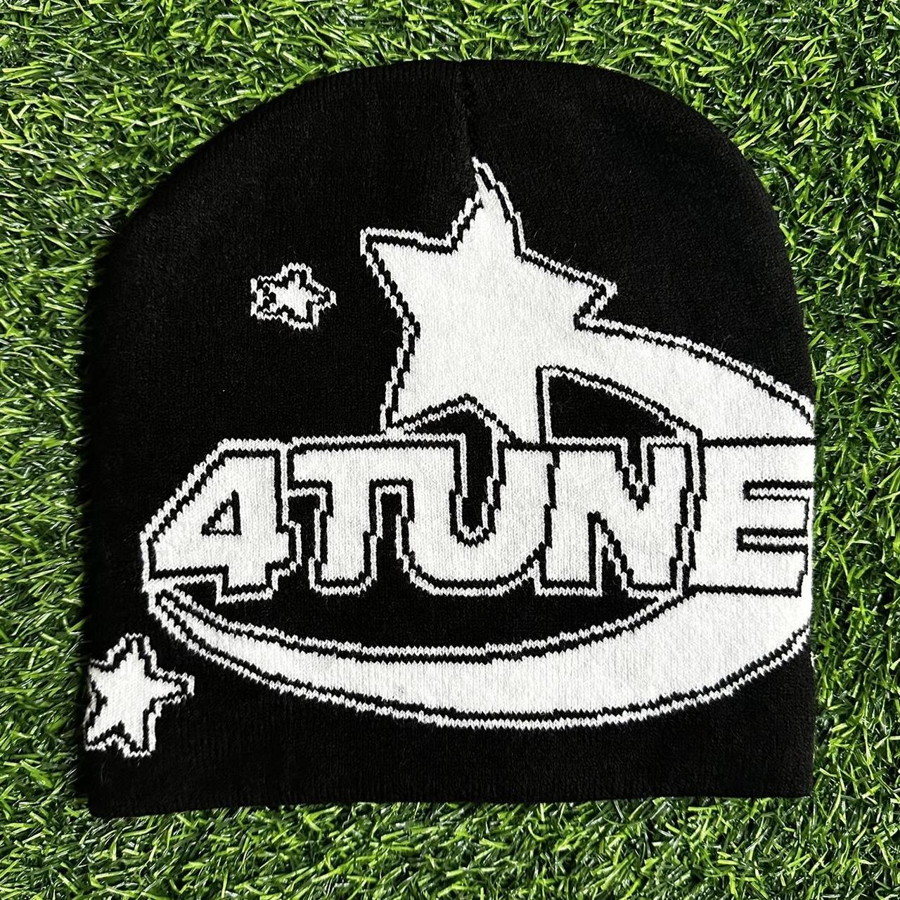4Tune beanie Unisex New Black/White - Depop