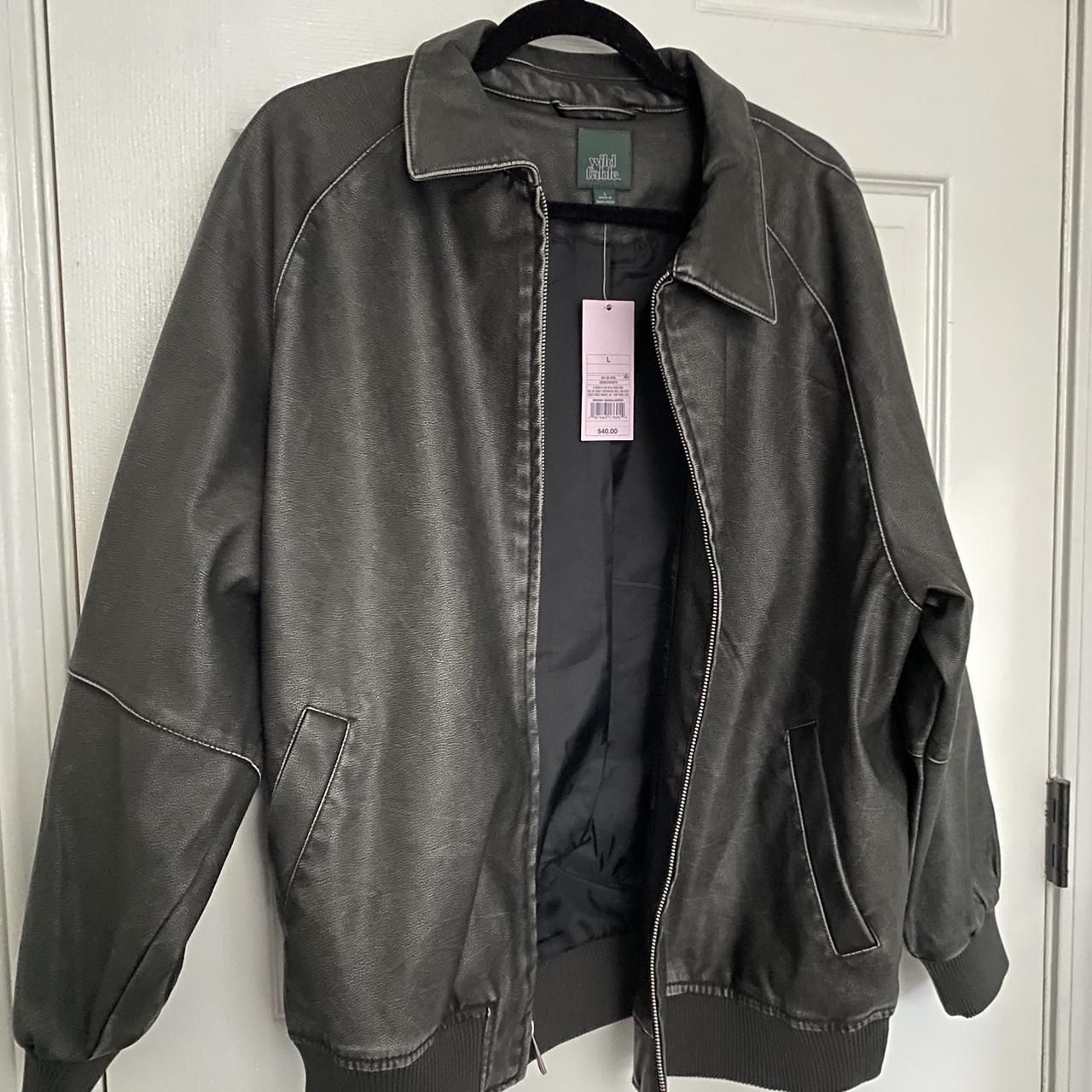 wild fable faux leather bomber new with tag, never... - Depop