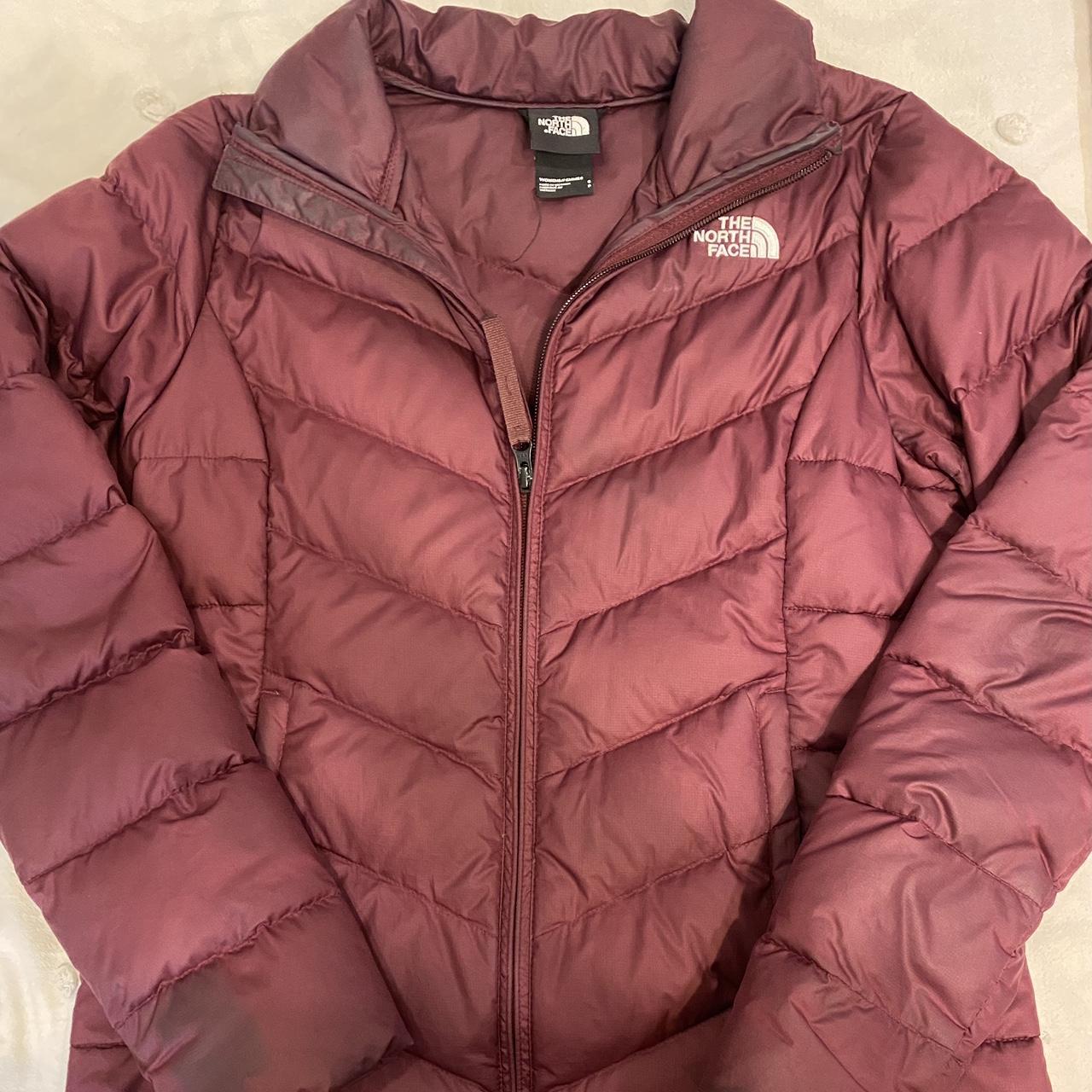Burgundy Women’s Northface Puffer Jacket size small.... - Depop
