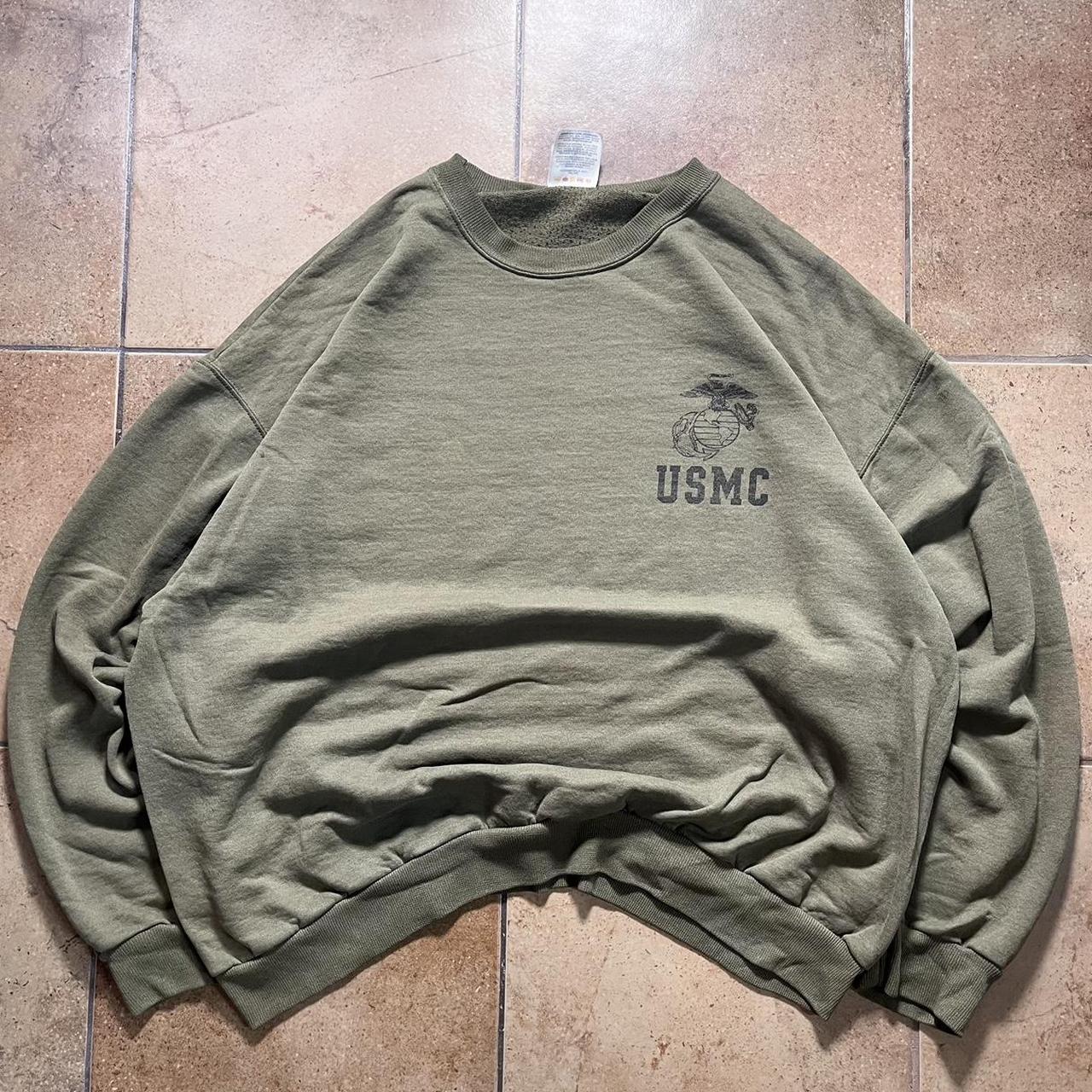 Vintage Moss Green USMC Sweat | Depop