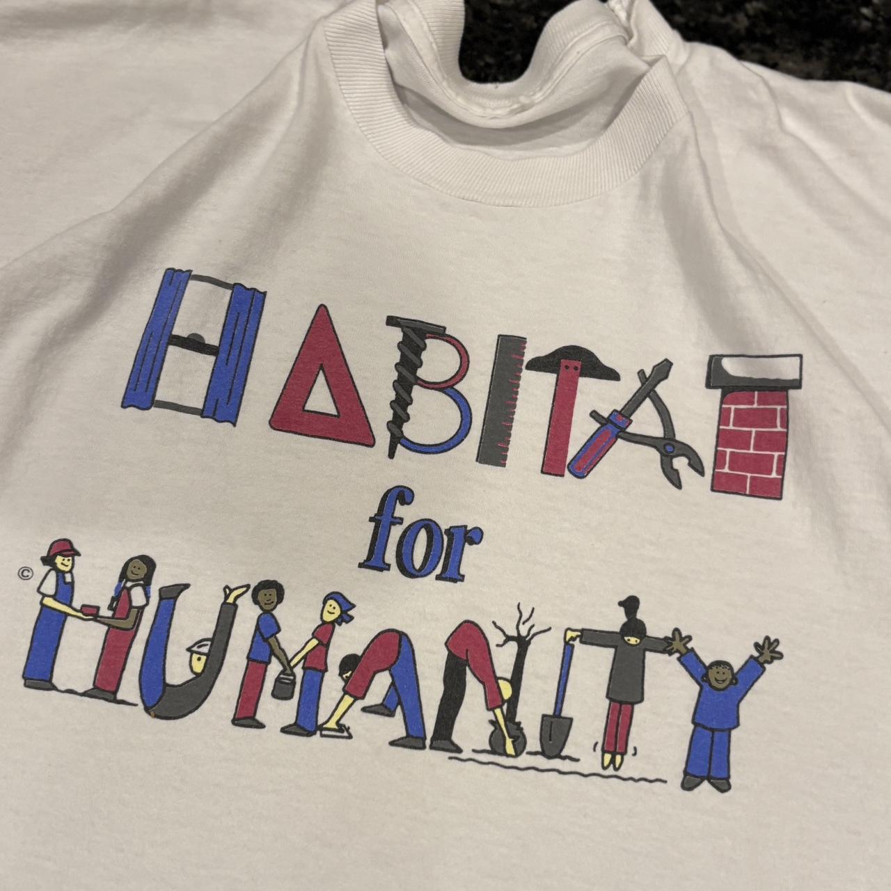 White Habitat for Humanity cotton t-shirt 2000’s... - Depop