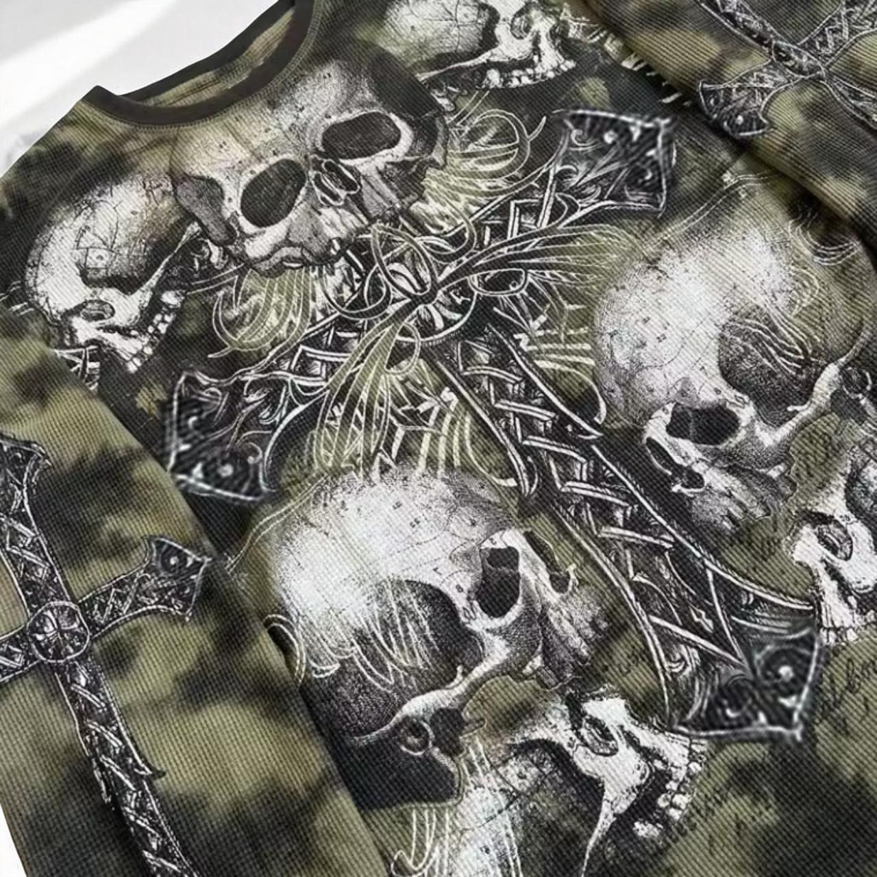 goth patchwork vintage 2000s cross longsleeve cute... | Depop