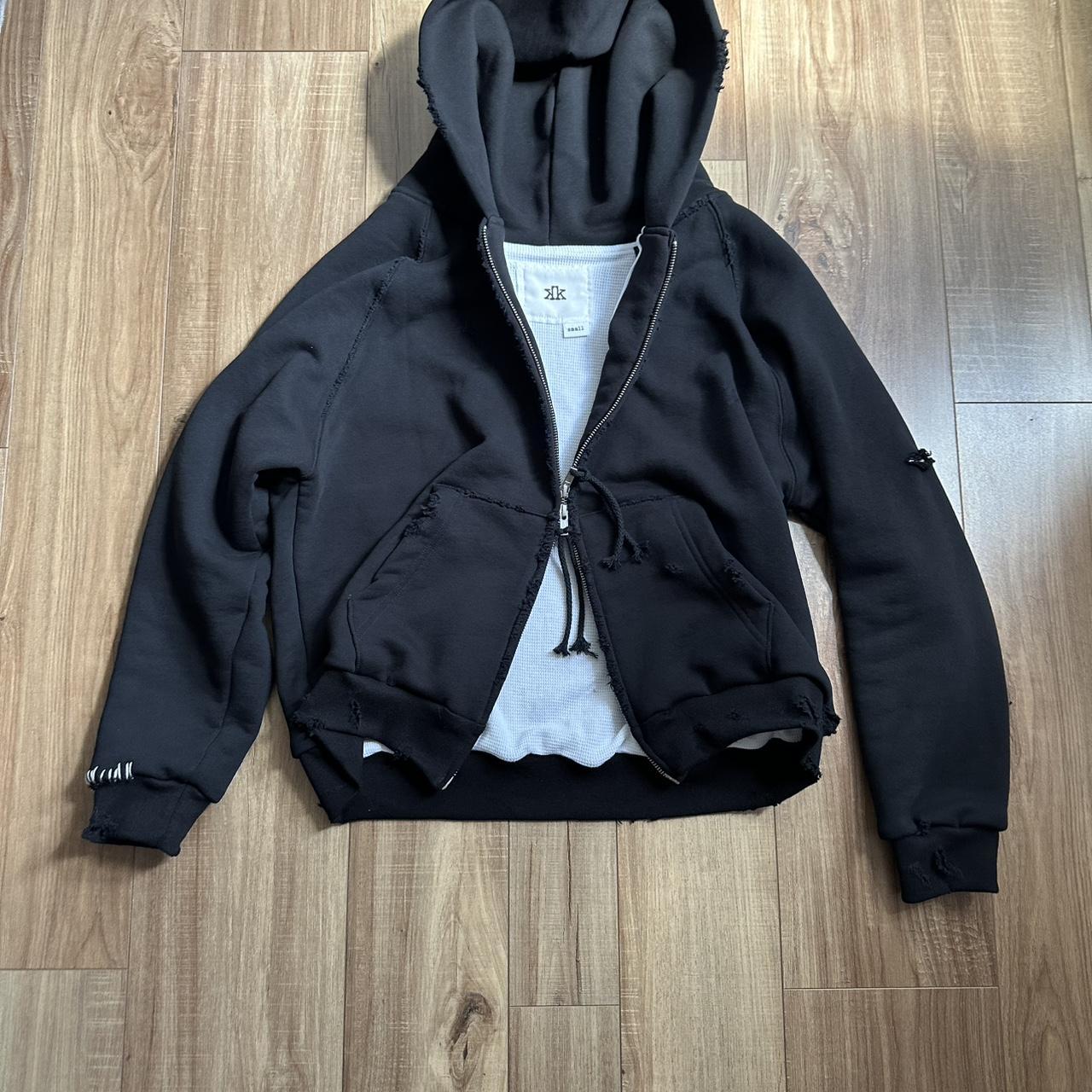 Ktwo studios distressed black hoodie Size small... | Depop