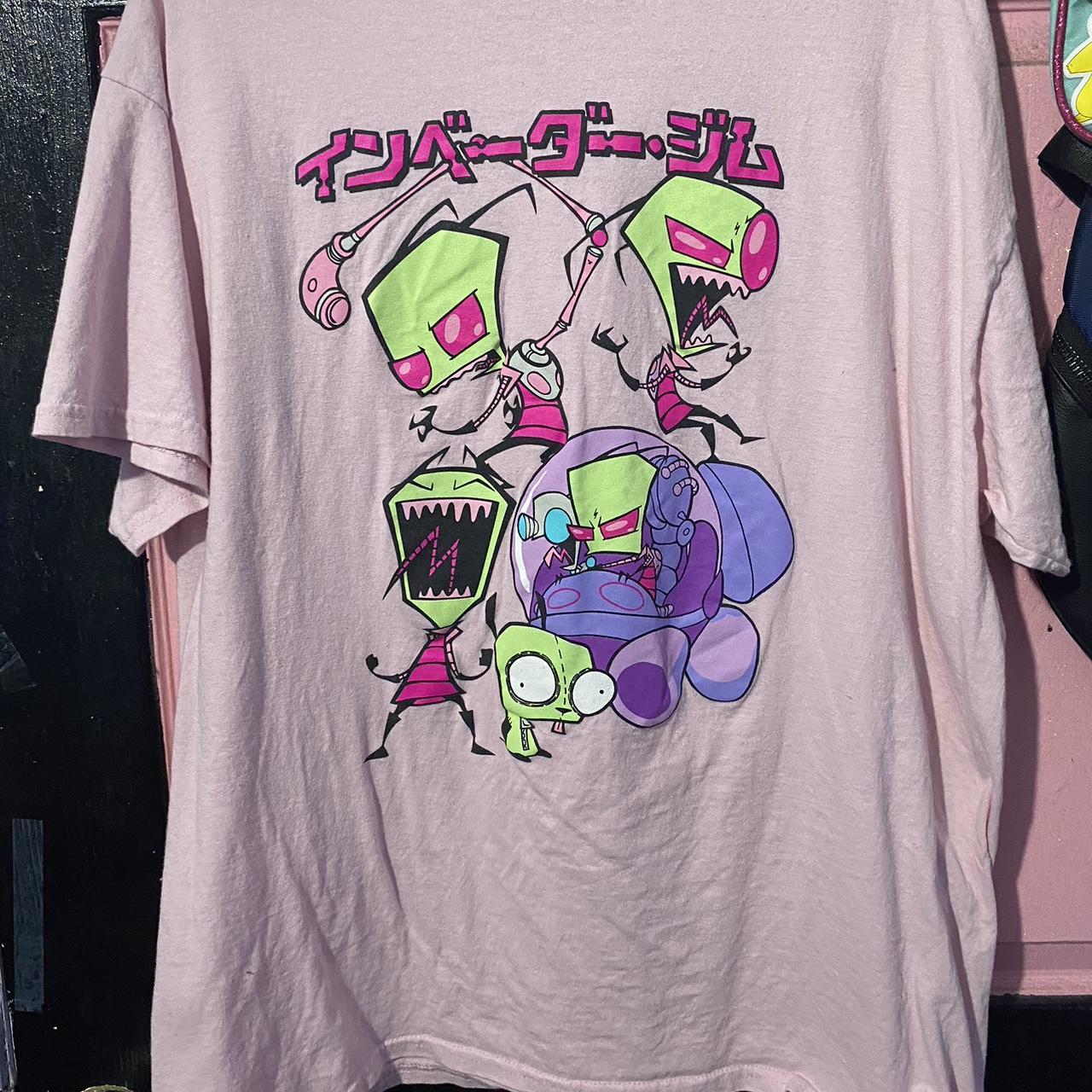 Pink invader zim shirt Tiny stain on right shoulder... - Depop