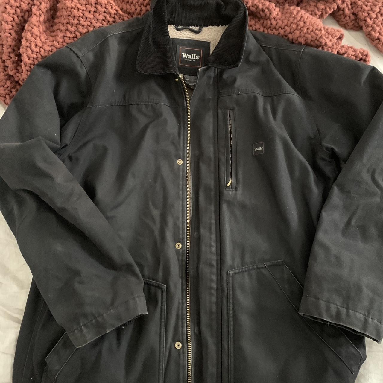 Black Walls work jacket with flannel lining and... - Depop