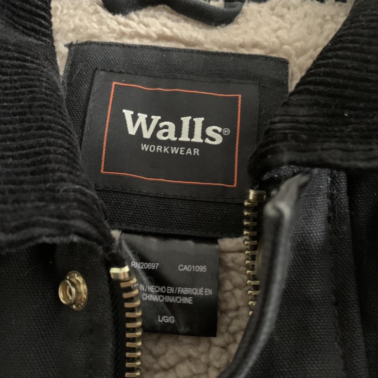 Black Walls work jacket with flannel lining and... - Depop