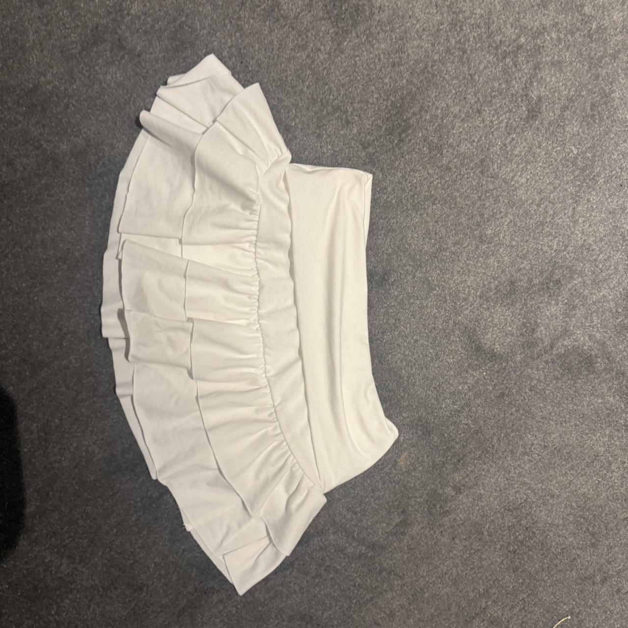 mini white ruffle skirt, brand new, never worn, size... - Depop