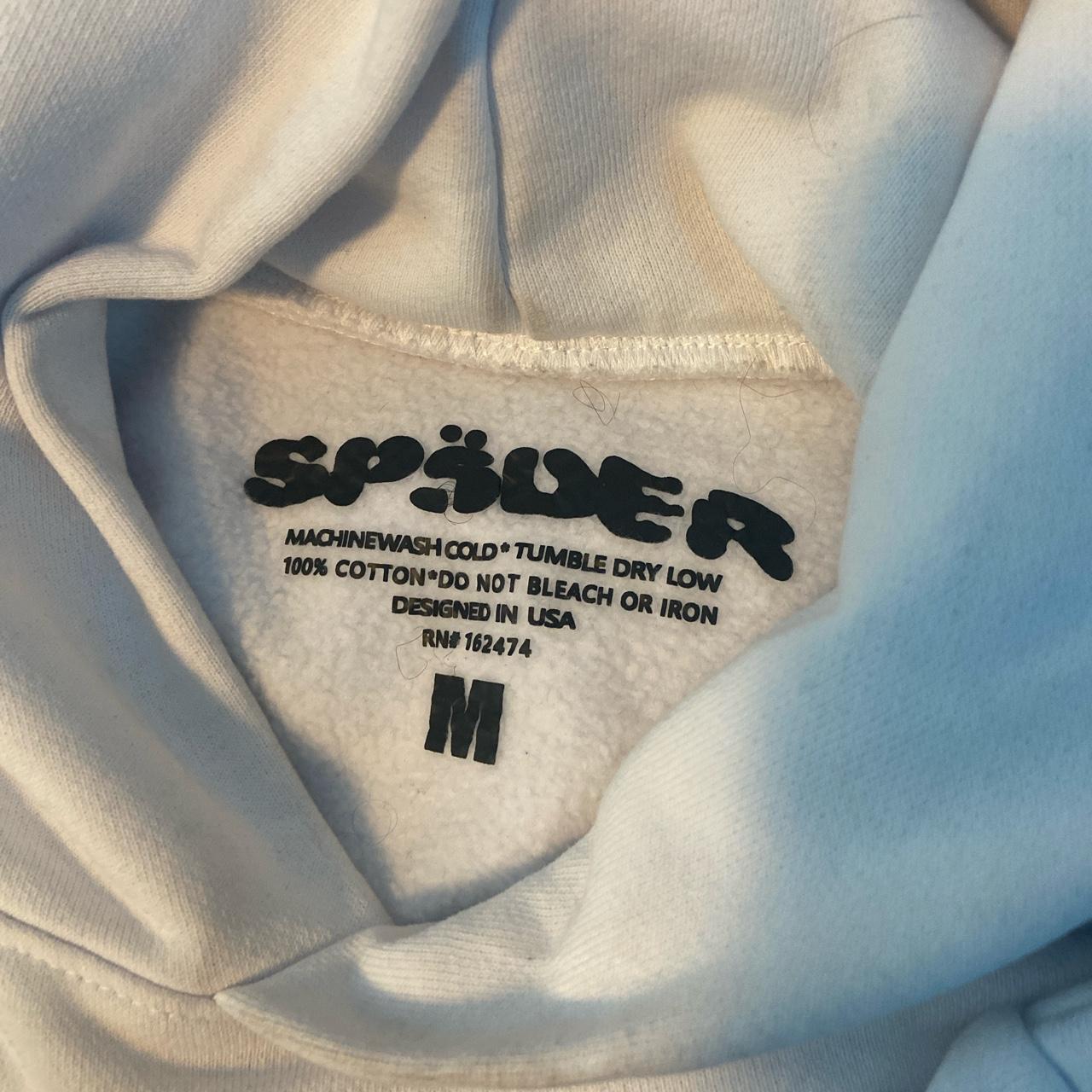 WHITE RHINESTONE SP5DER HOODIE SIZE MEDIUM... - Depop