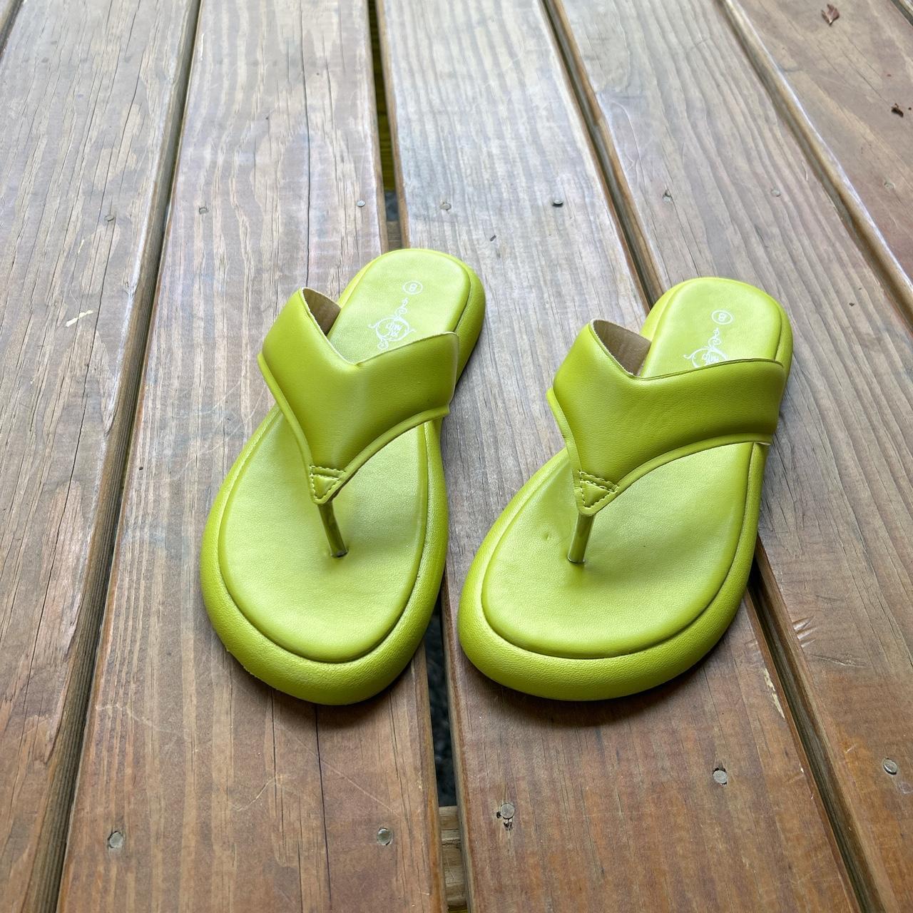 Neon green flats #wornonce #y2k... - Depop