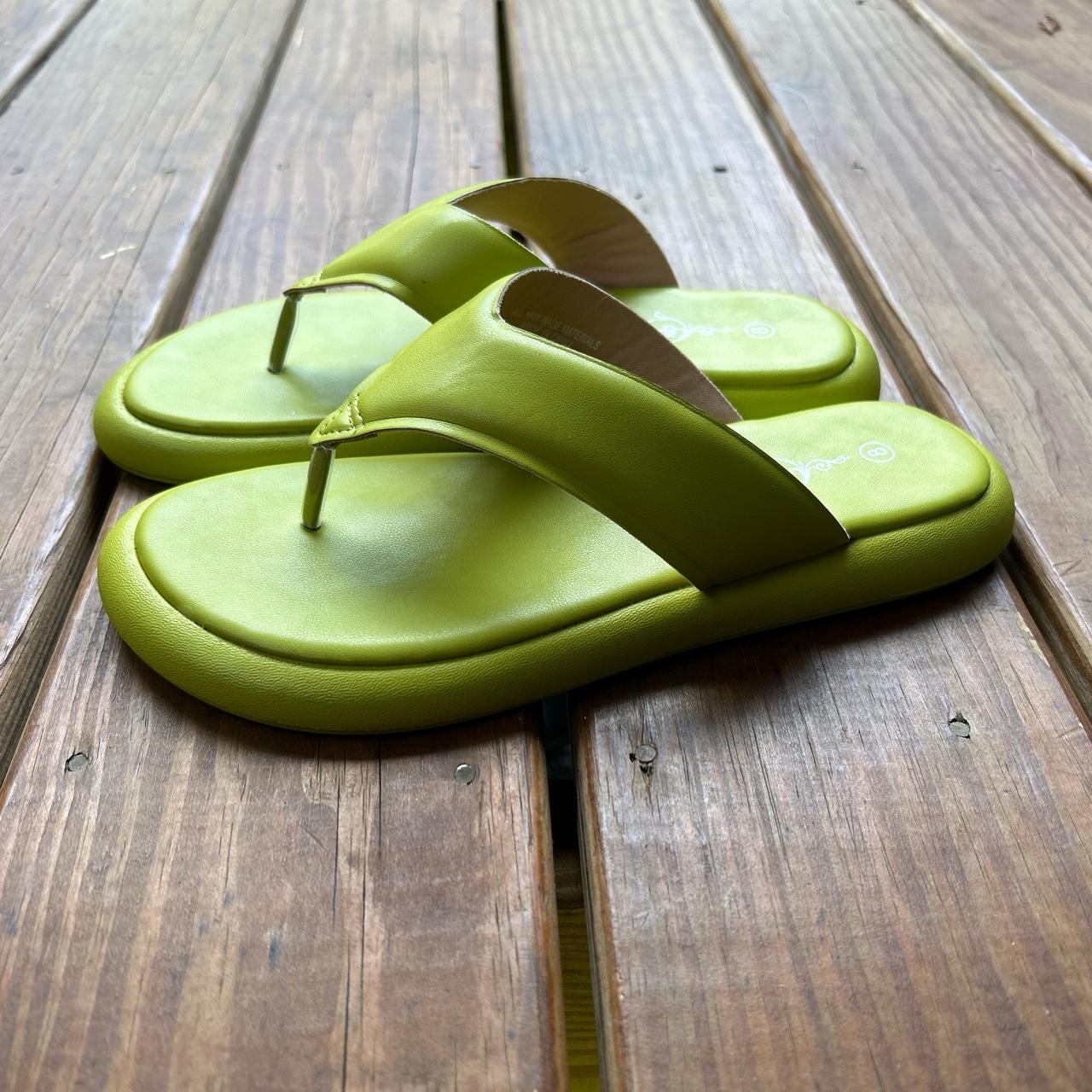 Neon green flats #wornonce #y2k... - Depop