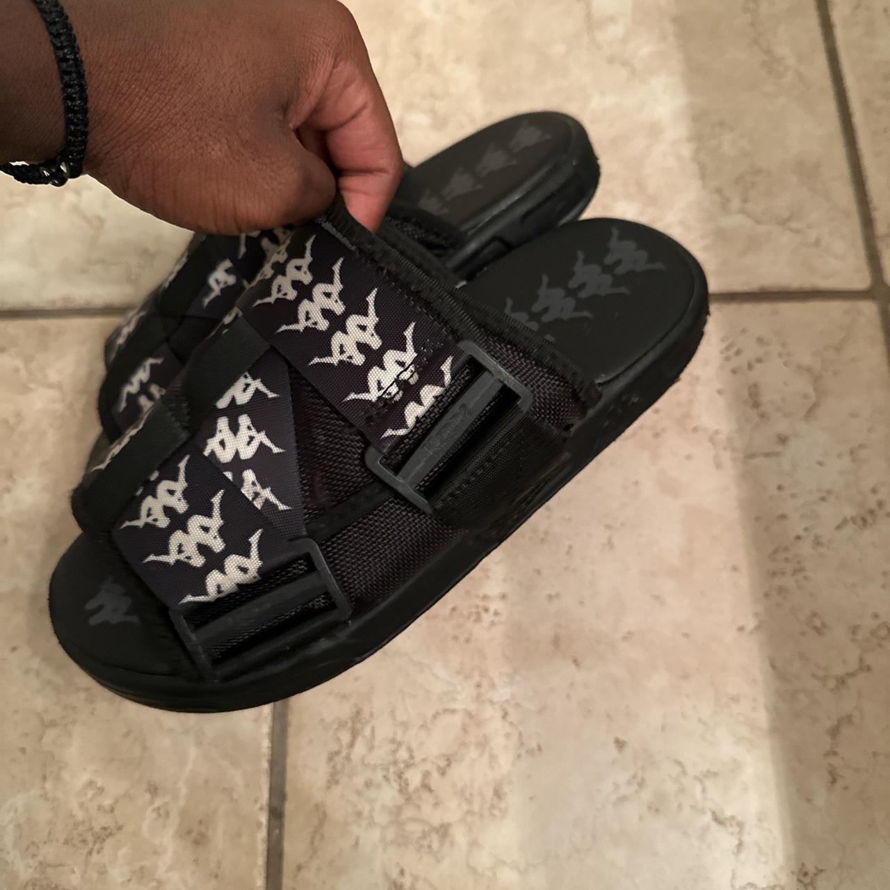 Kappa slides black and white fits right on my... - Depop