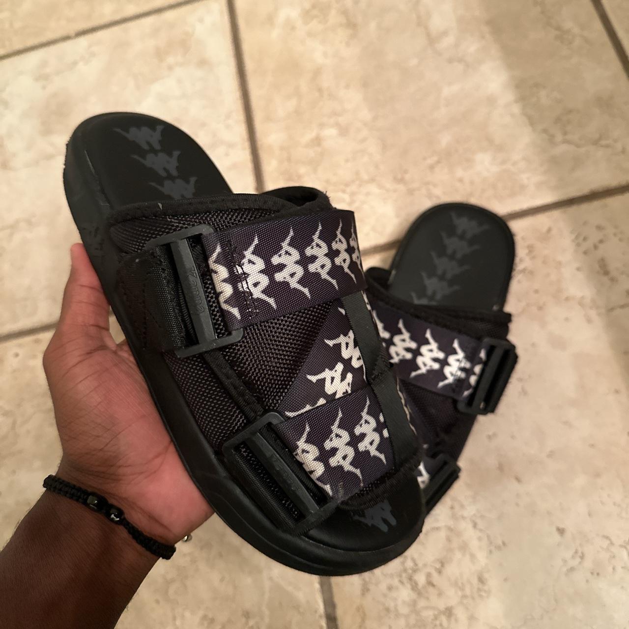 Kappa slides black and white fits right on my... - Depop