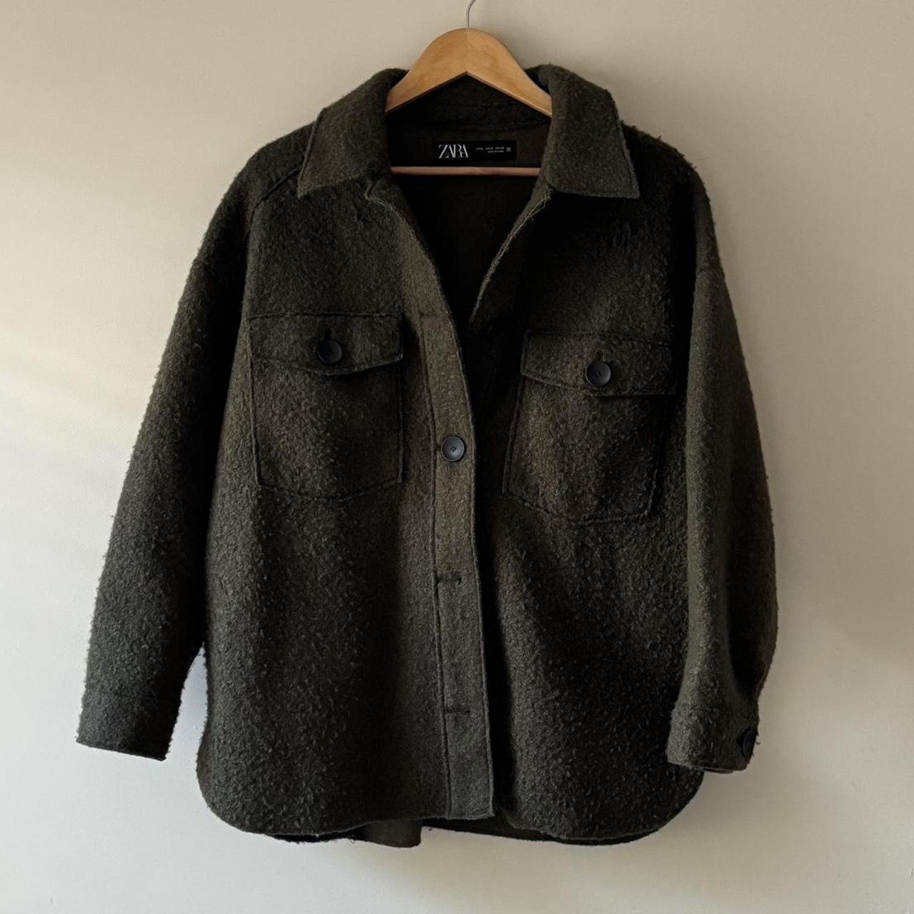 Khaki oversized shacket Felt like fabric. Zara Size... - Depop