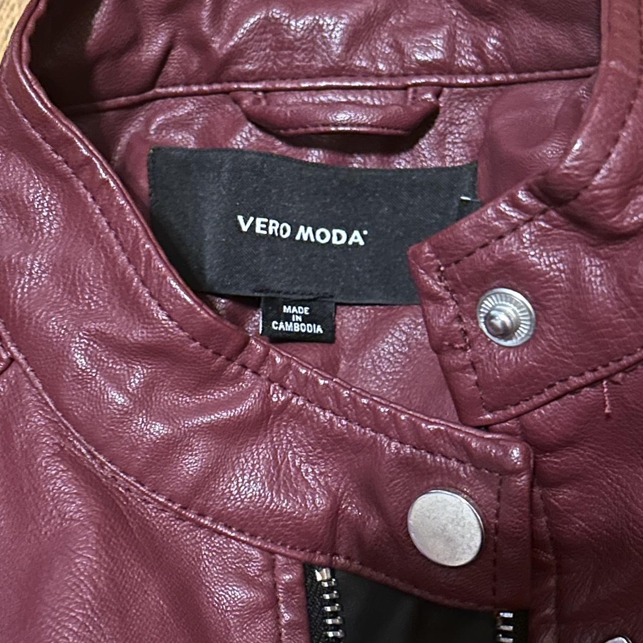 VERO MODA leather jacket Maroon colour Worn a couple... - Depop