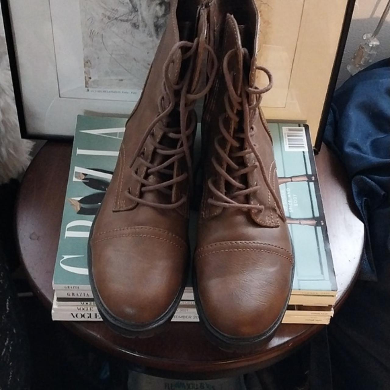 Universal Thread Target Lace-Up Brown Combat Riding... - Depop