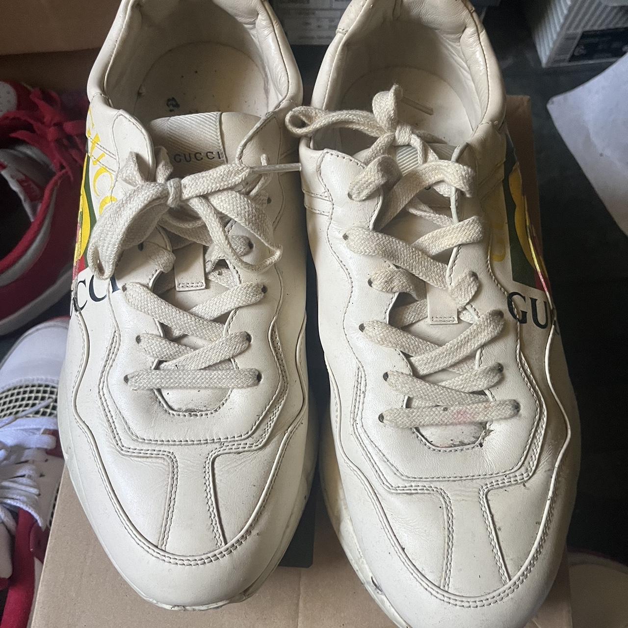 Gucci rhyton sneakers beige Size 9 /42 Worn 100%... - Depop