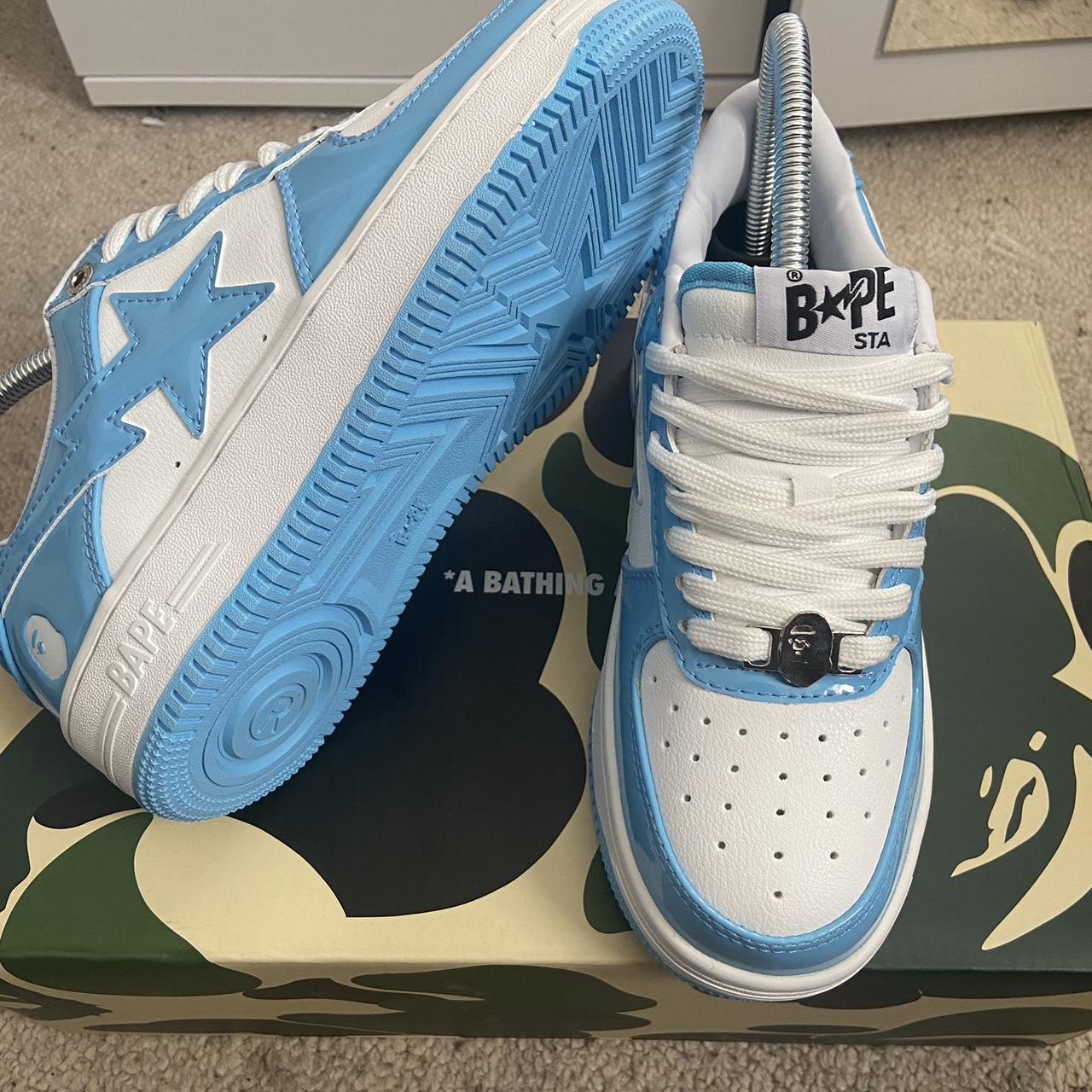 A Bathing Ape Bape Sta Blue UK SIZE 4.5 (WITH SHOE... - Depop