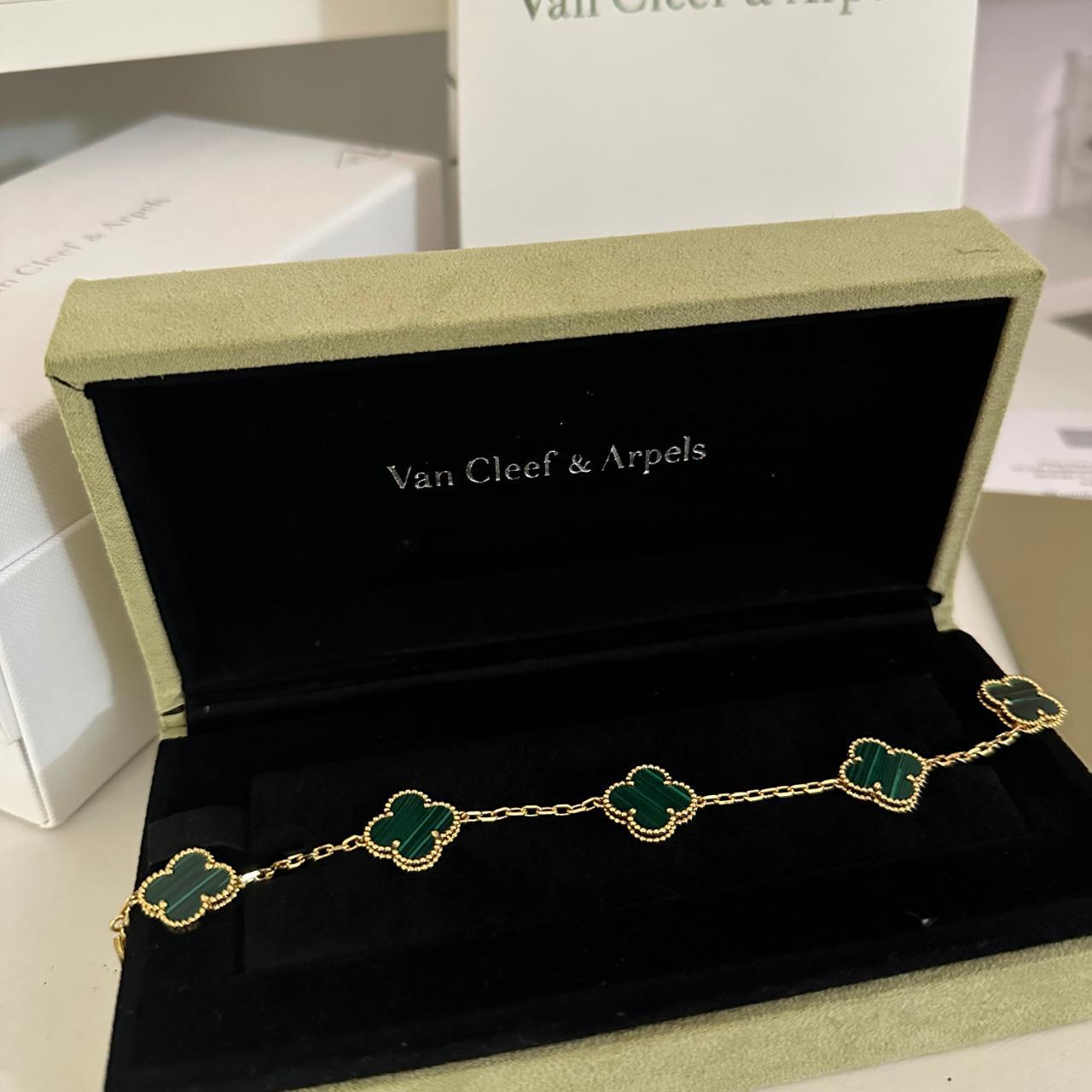 Van Cleef and Arpels Green Alhambra Bracelet with... - Depop
