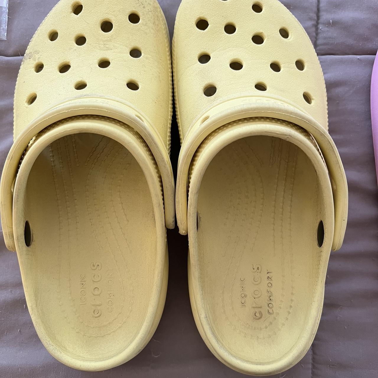 Size 8 yellow platform crocs used