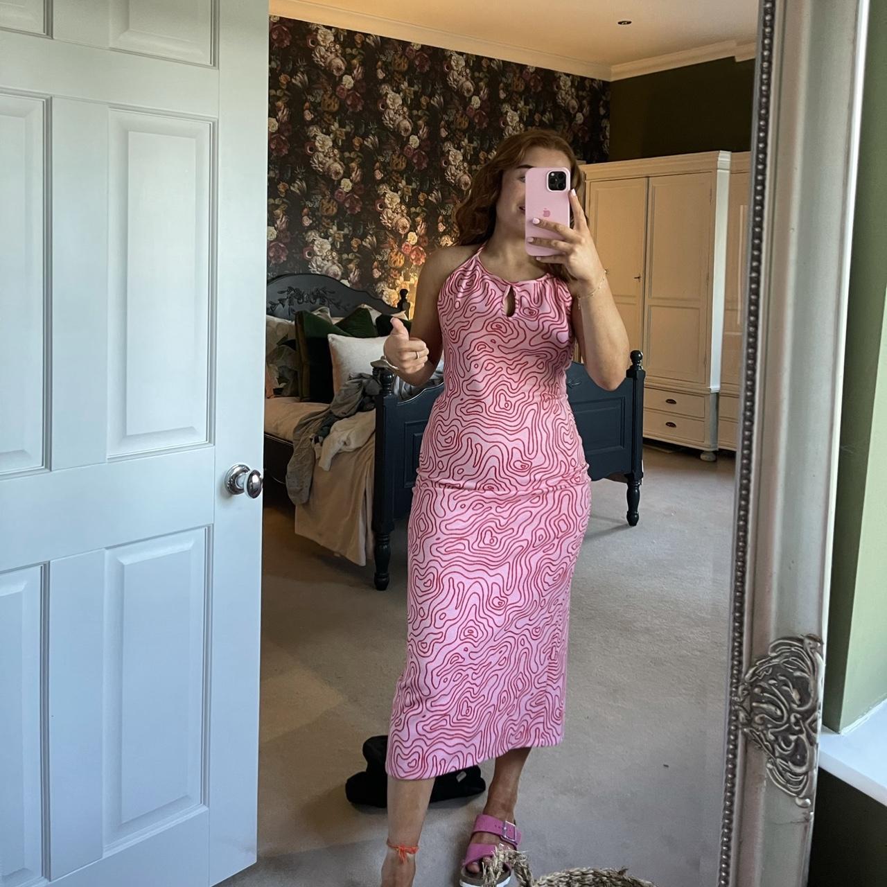 Zara wavy butler neck dress Only worn once - Depop