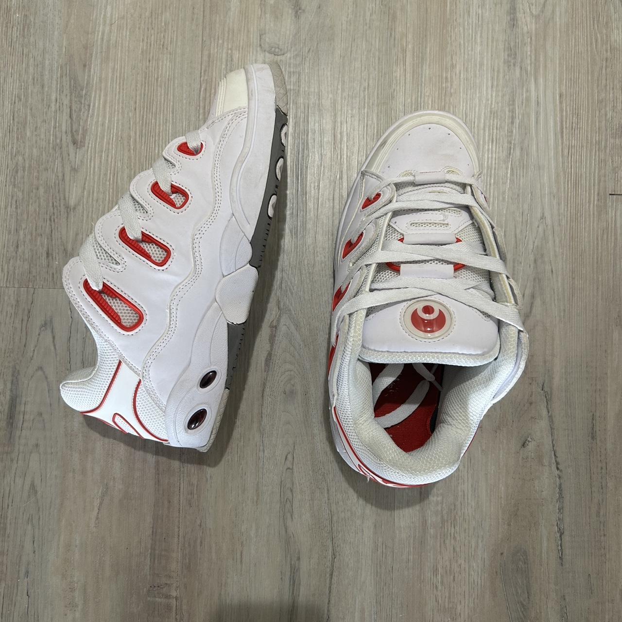 White and red Osiris d3 shoes, worn very little, toe... | Depop