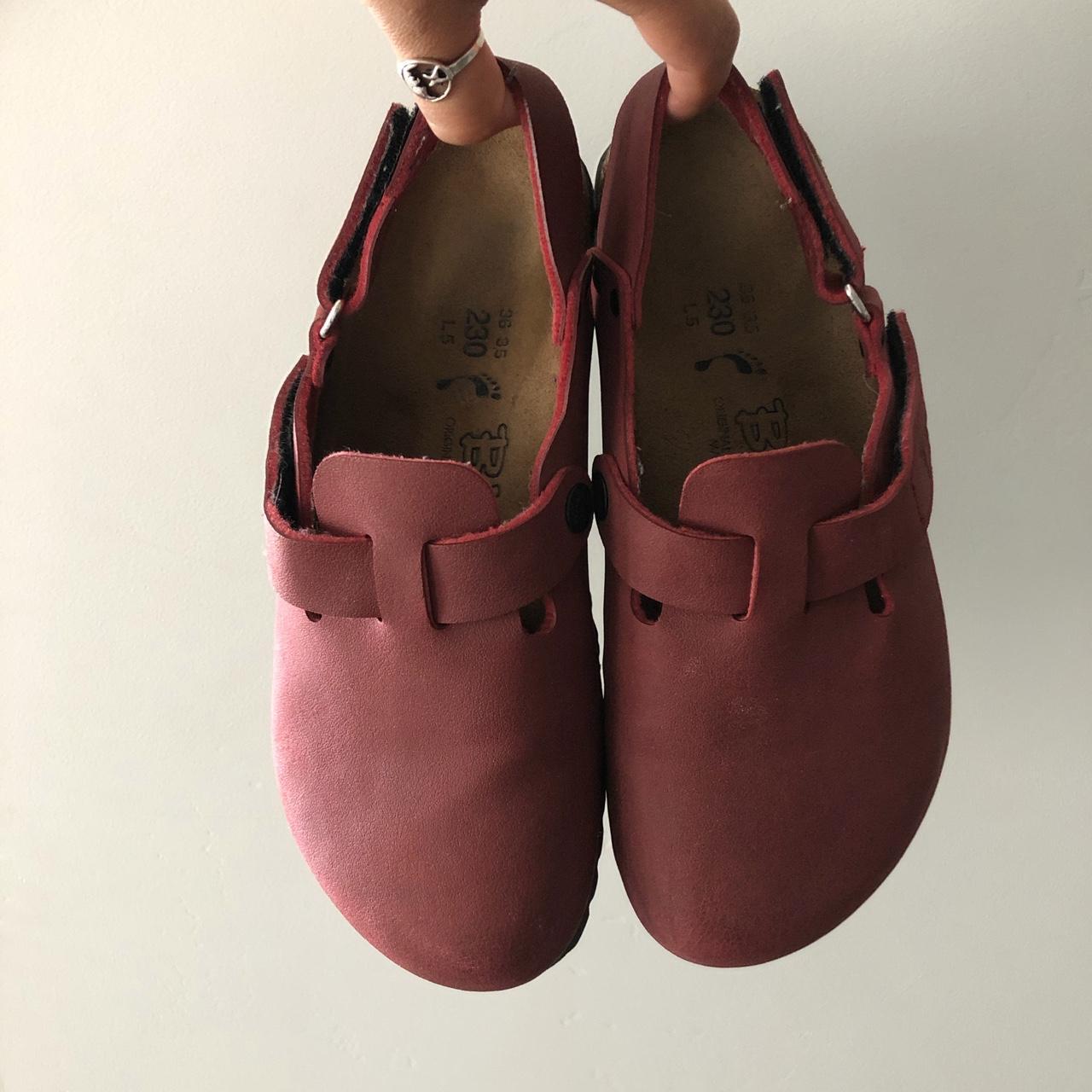 Birkenstock burgundy mules. It’s a size 35/36 fits a... - Depop
