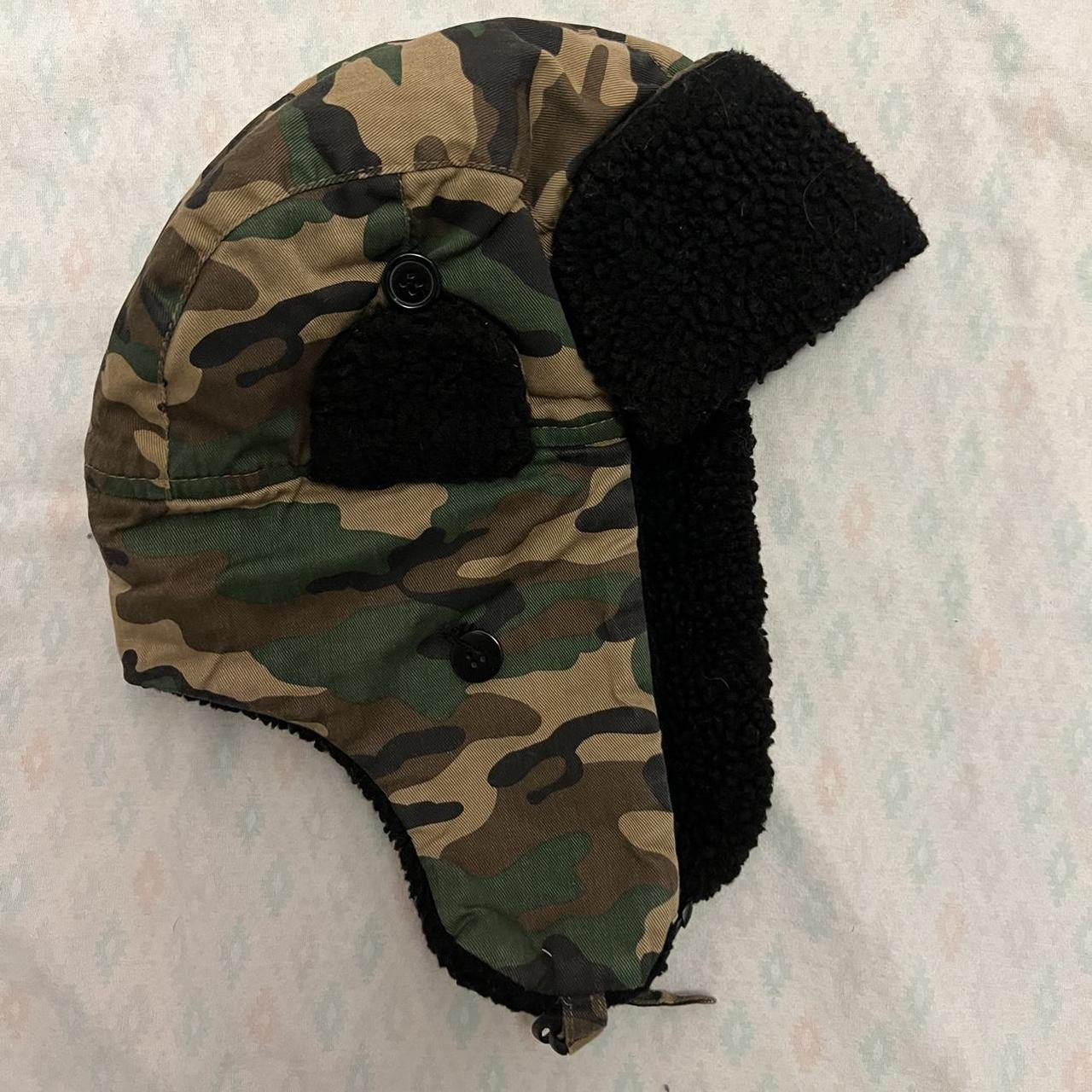 Black and military camo trapper hat ‼️Youth Large‼️... - Depop