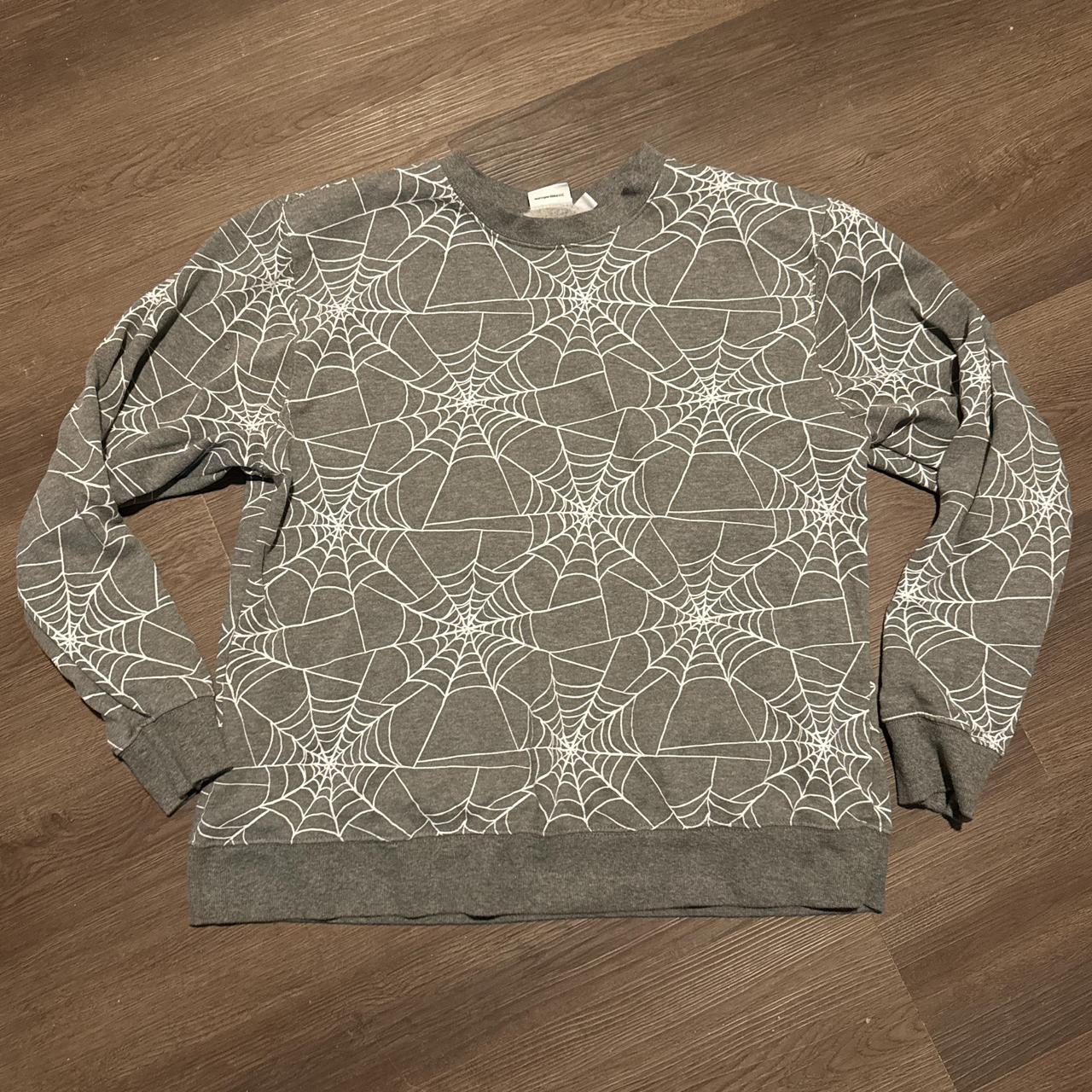 Grey & white spider web sweatshirt #spooky - Depop