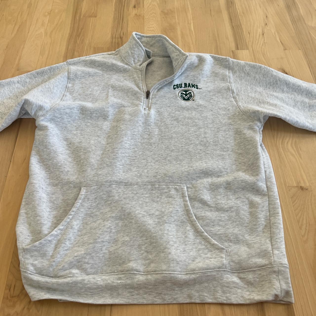CSU Rams, College, Quarter zip, Sweatshirt, light grey - Depop
