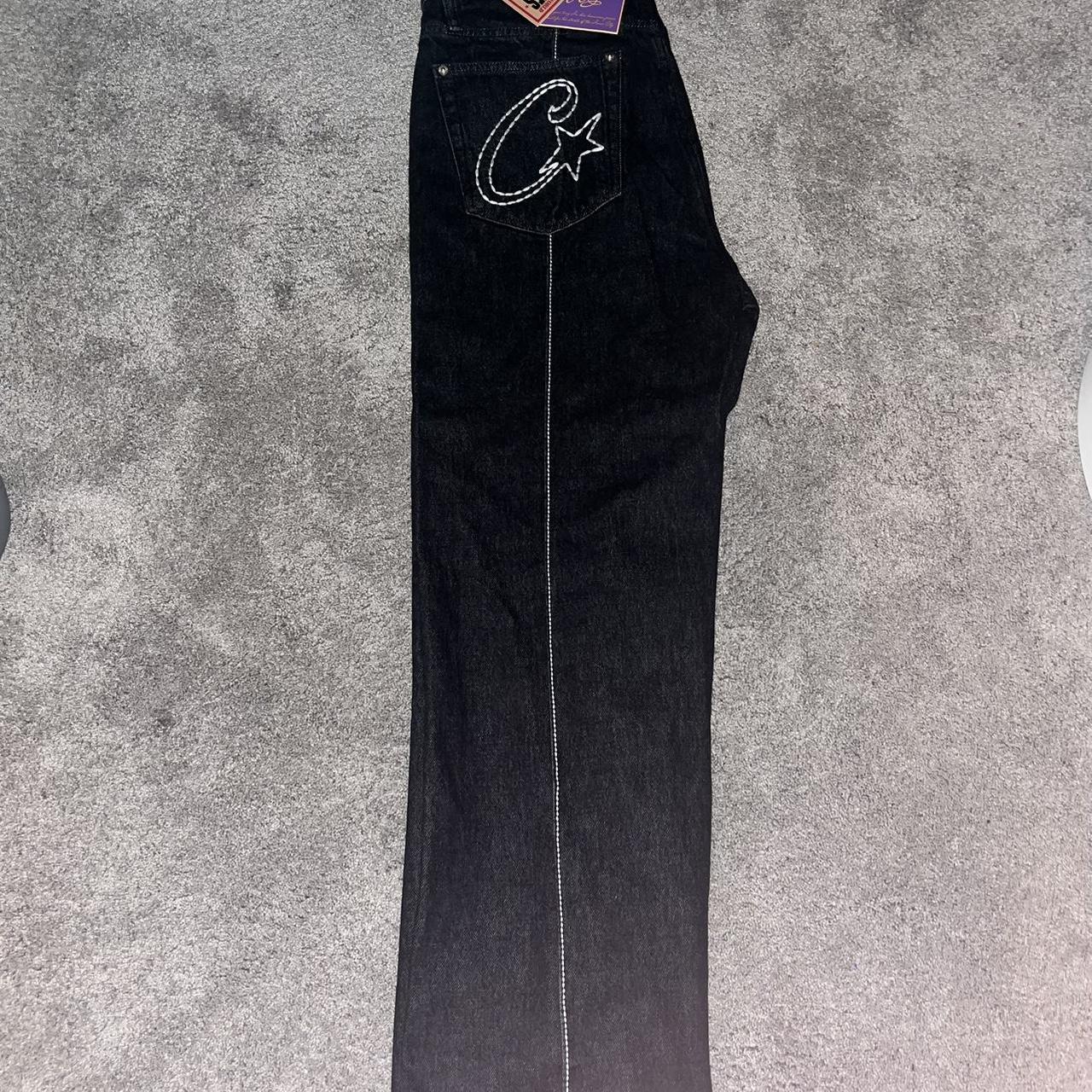 corteiz black denim jeans brand new with tags... - Depop