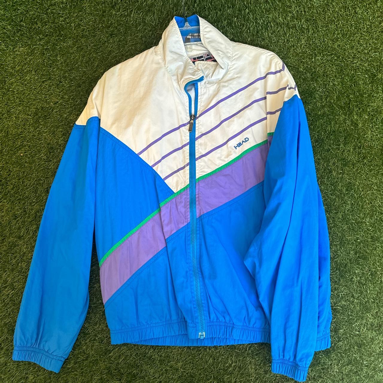 Blue And White Vintage Head Jacket Size Medium - Depop