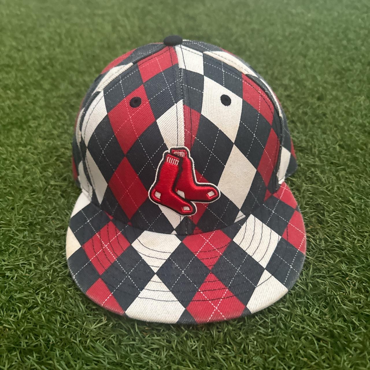 Plaid Boston Red Sox Fitted Cap Hat Size 7 1/8 47... - Depop