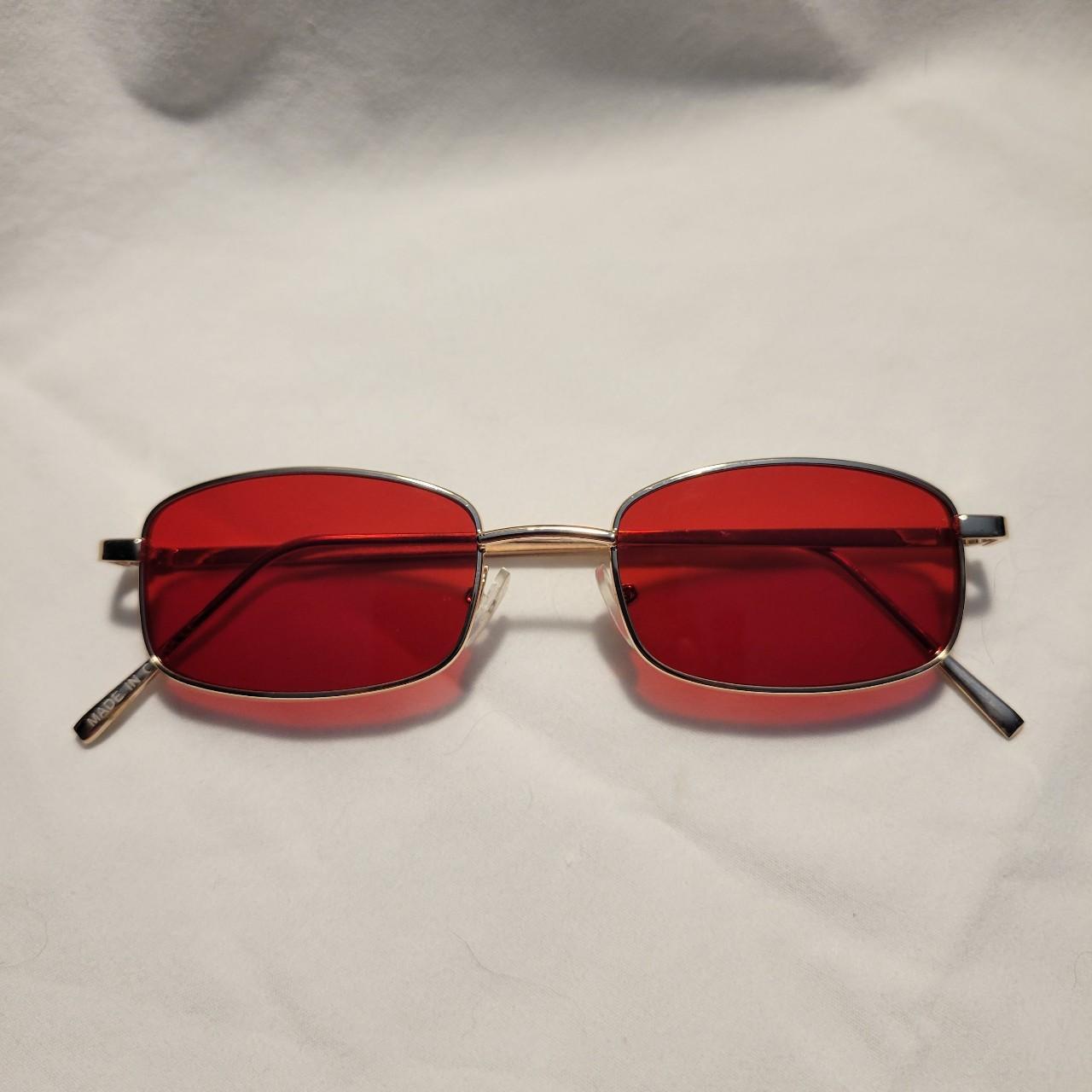 ️ Red rectangle glasses New! #red #rectangle... - Depop