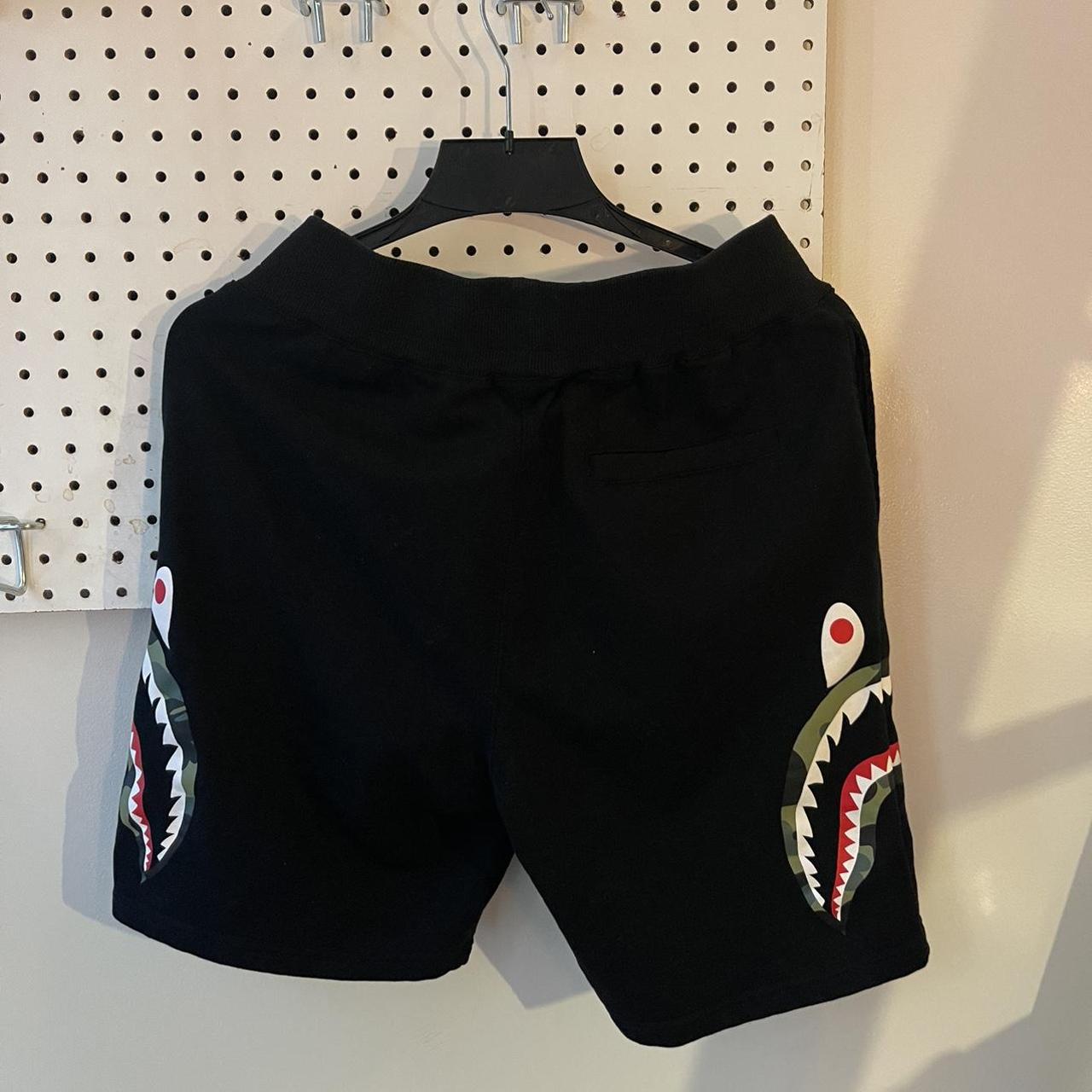 BAPE Bathing Ape double side shark black shorts size... - Depop
