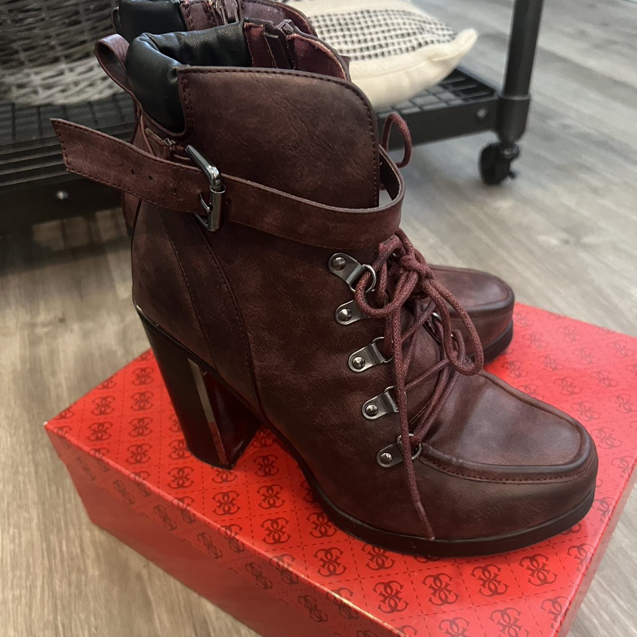 Torrid burgundy heeled ankle boots. Zipper on sides.... - Depop