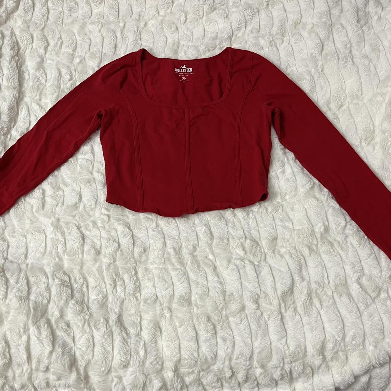 medium red crop top. Only worn once. Super cute and... - Depop
