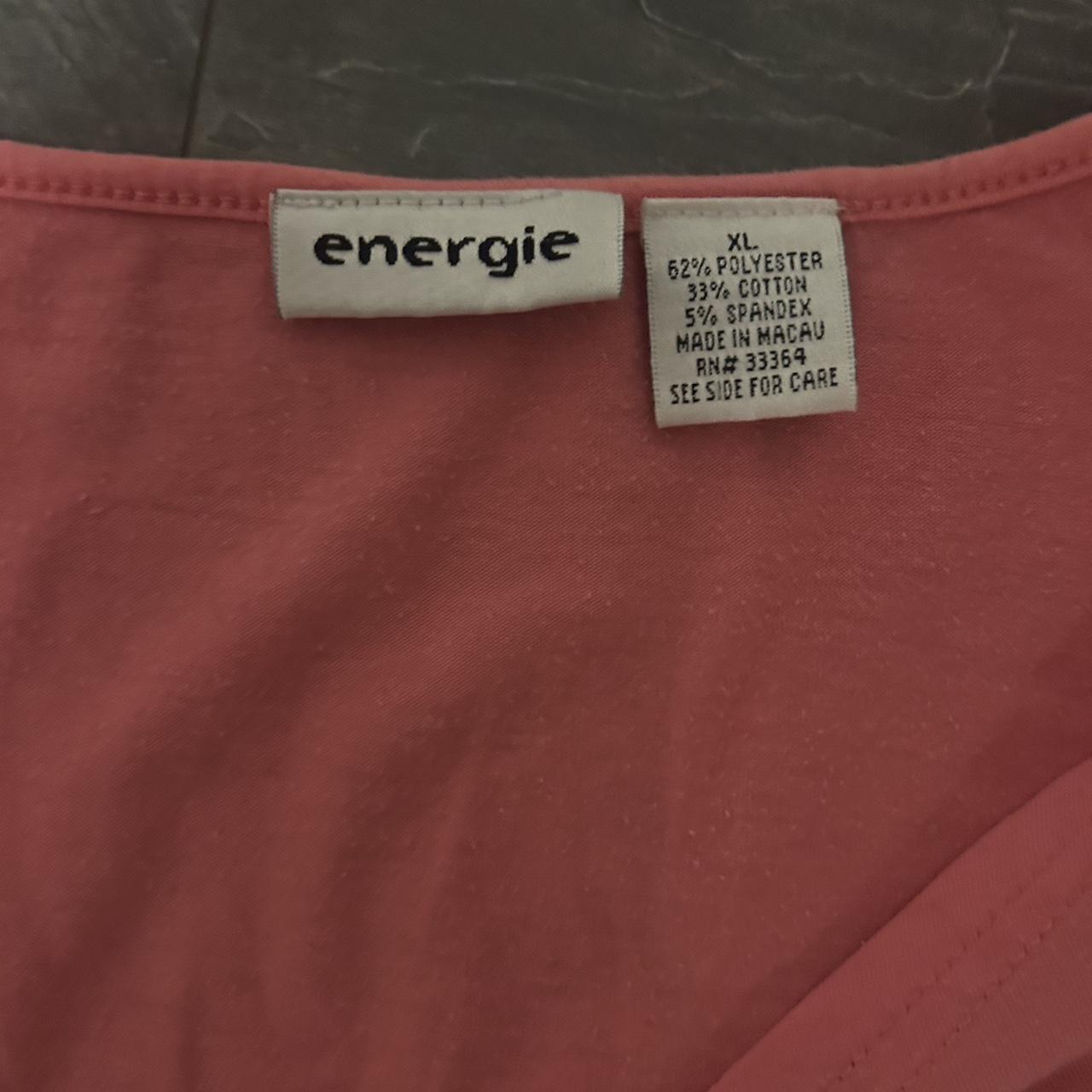 Pink Y2K style energie t shirt with cute tie scrunch... - Depop