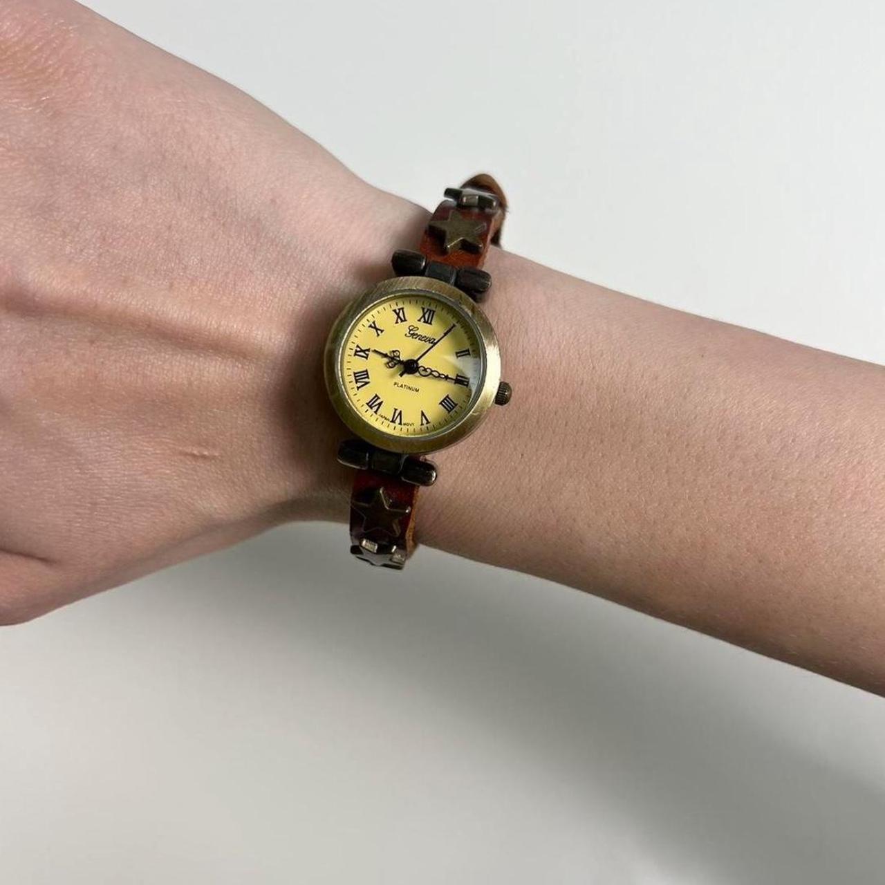 Vintage punk watch Mahogany red and gold watch with... | Depop