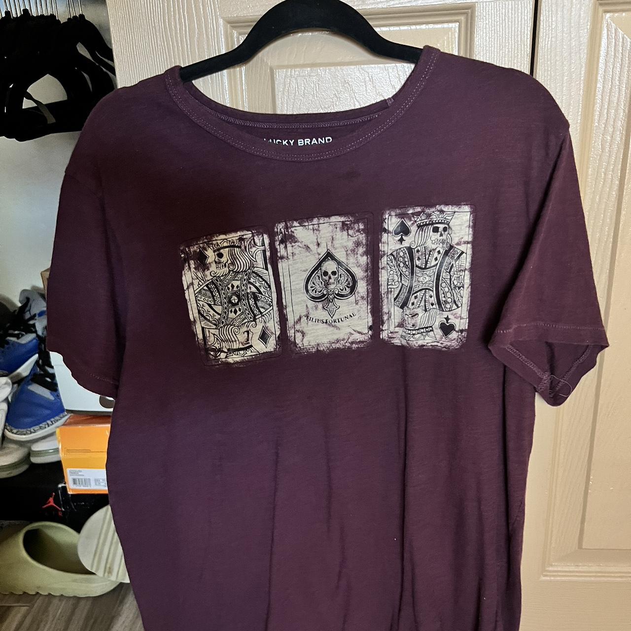 Cool lucky brand shirt Maroon Size L - Depop