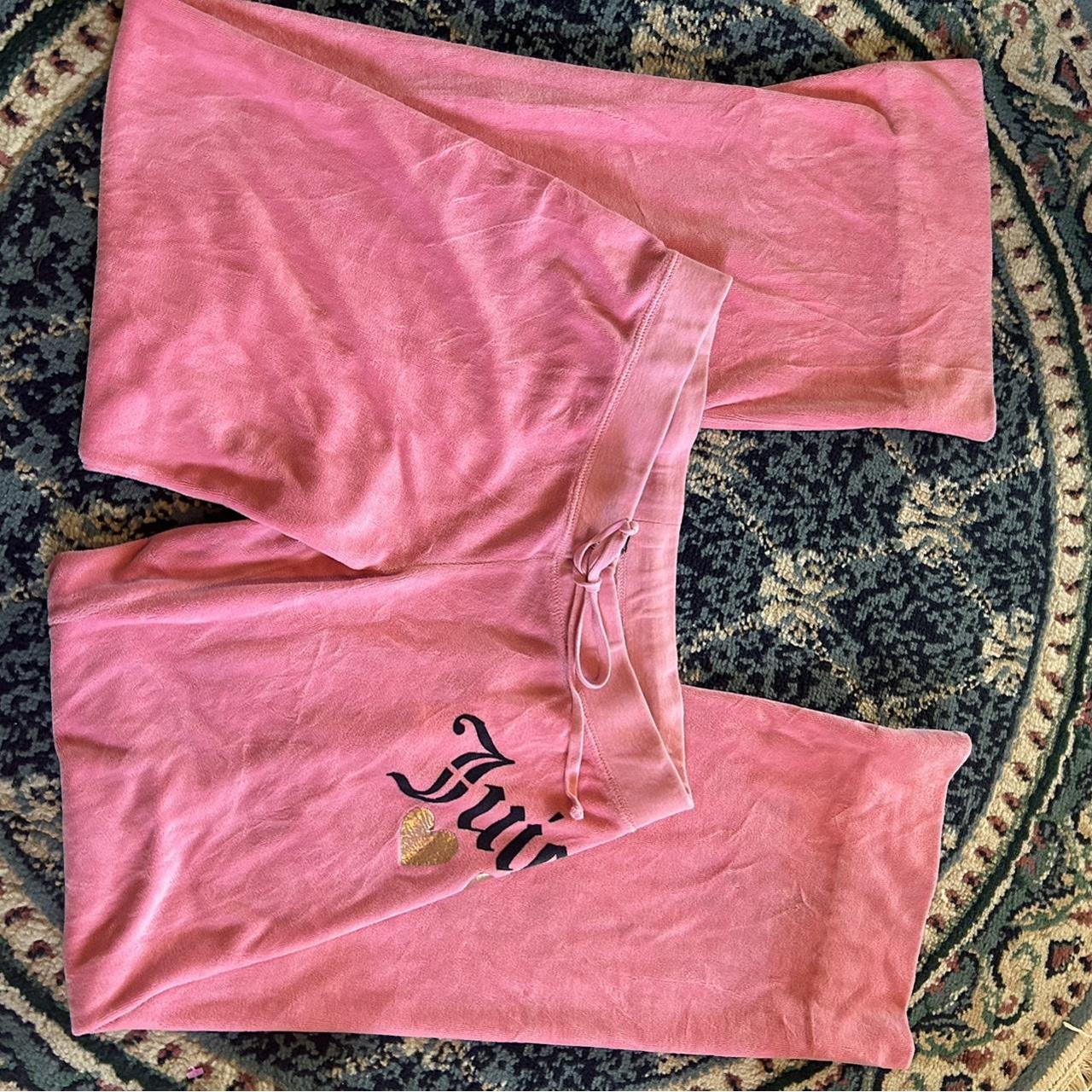 pink juicy coture sweatpants they are hemmed light... - Depop