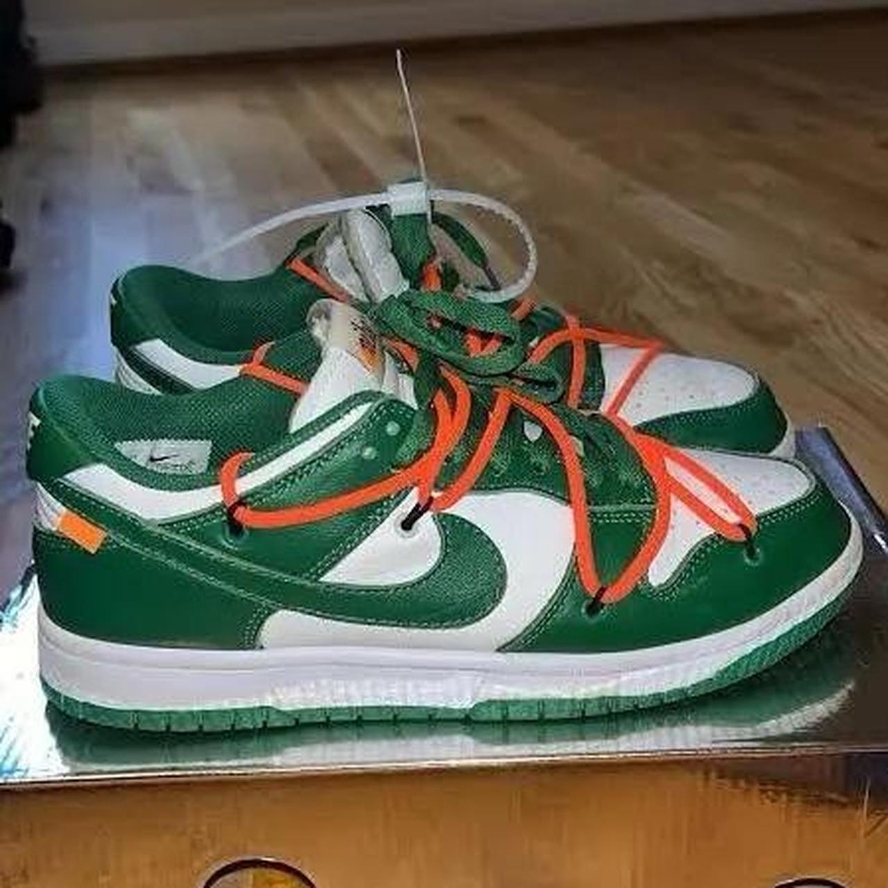 Offwhite-pine green dunks Sz 11 Ships with box... | Depop