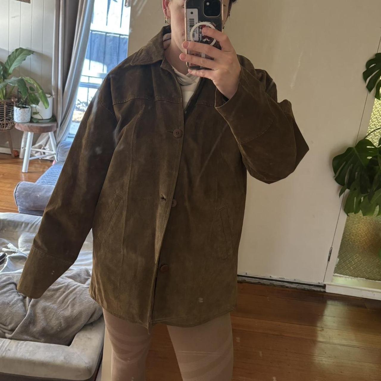 Roger David Brown leather pig suede jacket #retro... | Depop