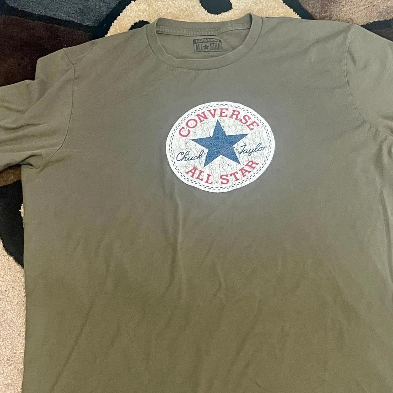 CONVERSE ALL STAR CHUCK TAYLOR OLIVE TEE sz... - Depop