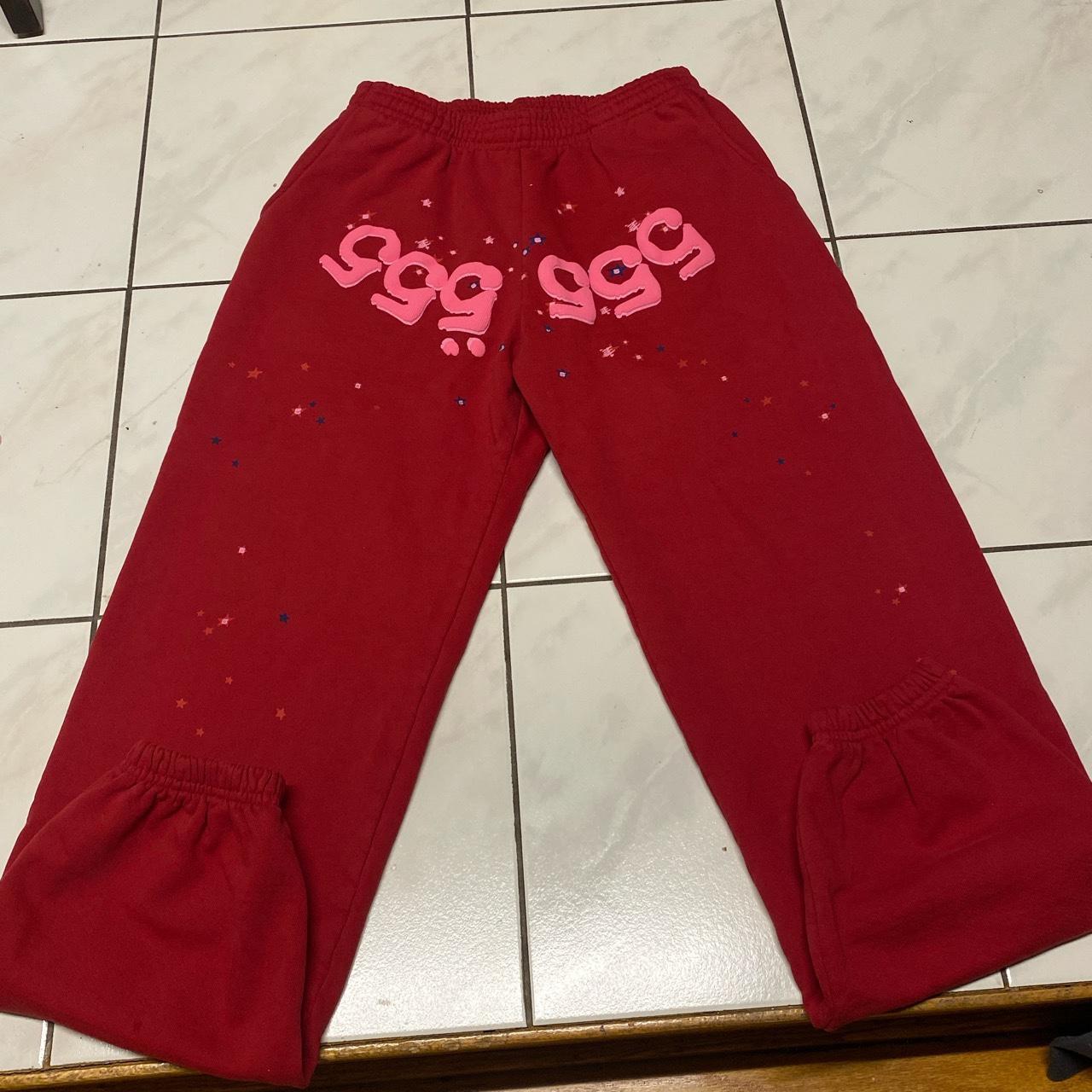 SP5DER 555 RED SWEATPANTS - brand new - designer... - Depop