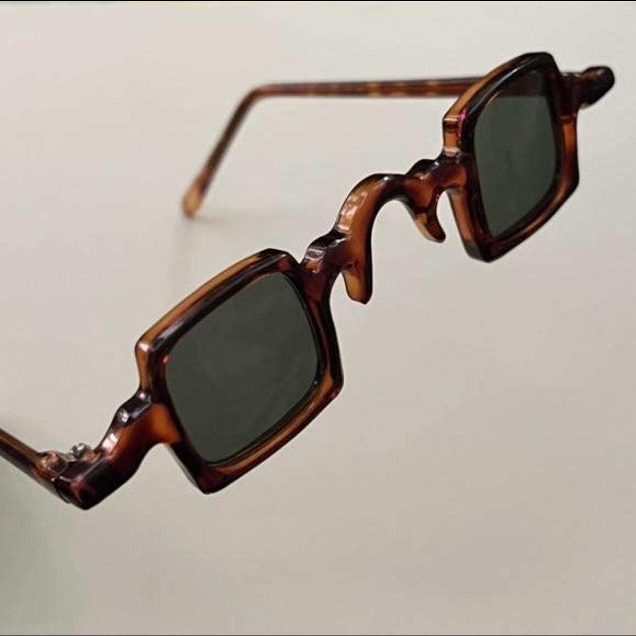Eclectic Amber Brown Square Frame Sunglasses. Unique... - Depop