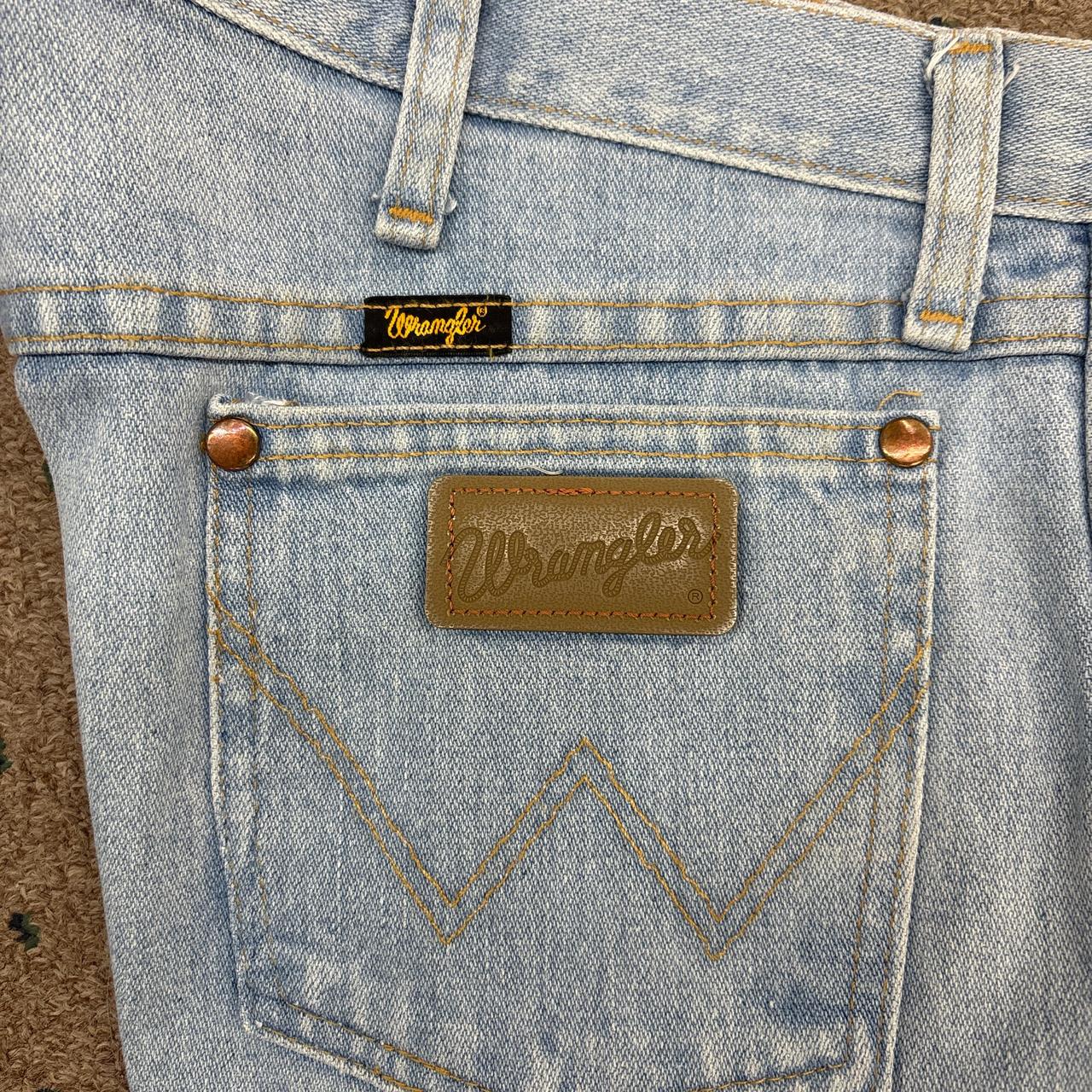 Light blue wash Wrangler Starched jeans tagged... | Depop