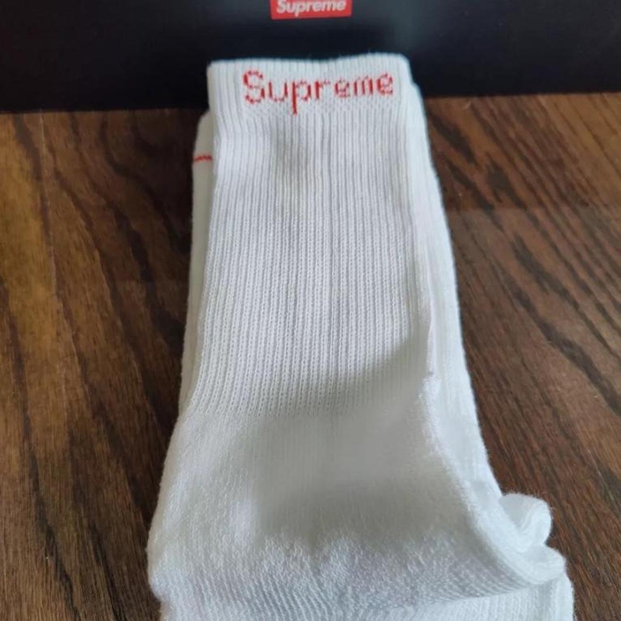 Supreme x Crew Socks Logo Red White (ONE PAIR) - Depop